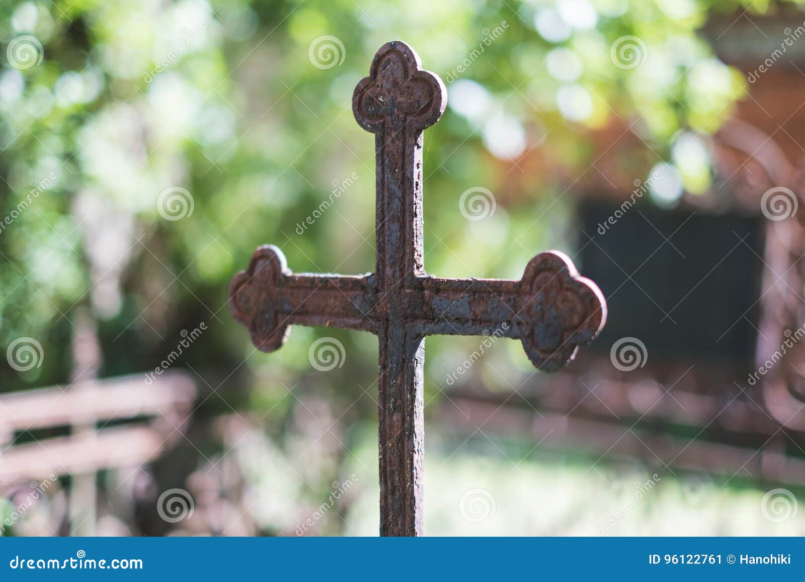 Old Cross on Graveyard Isolated - Rusty Cross on Cemetery Stock Image ...