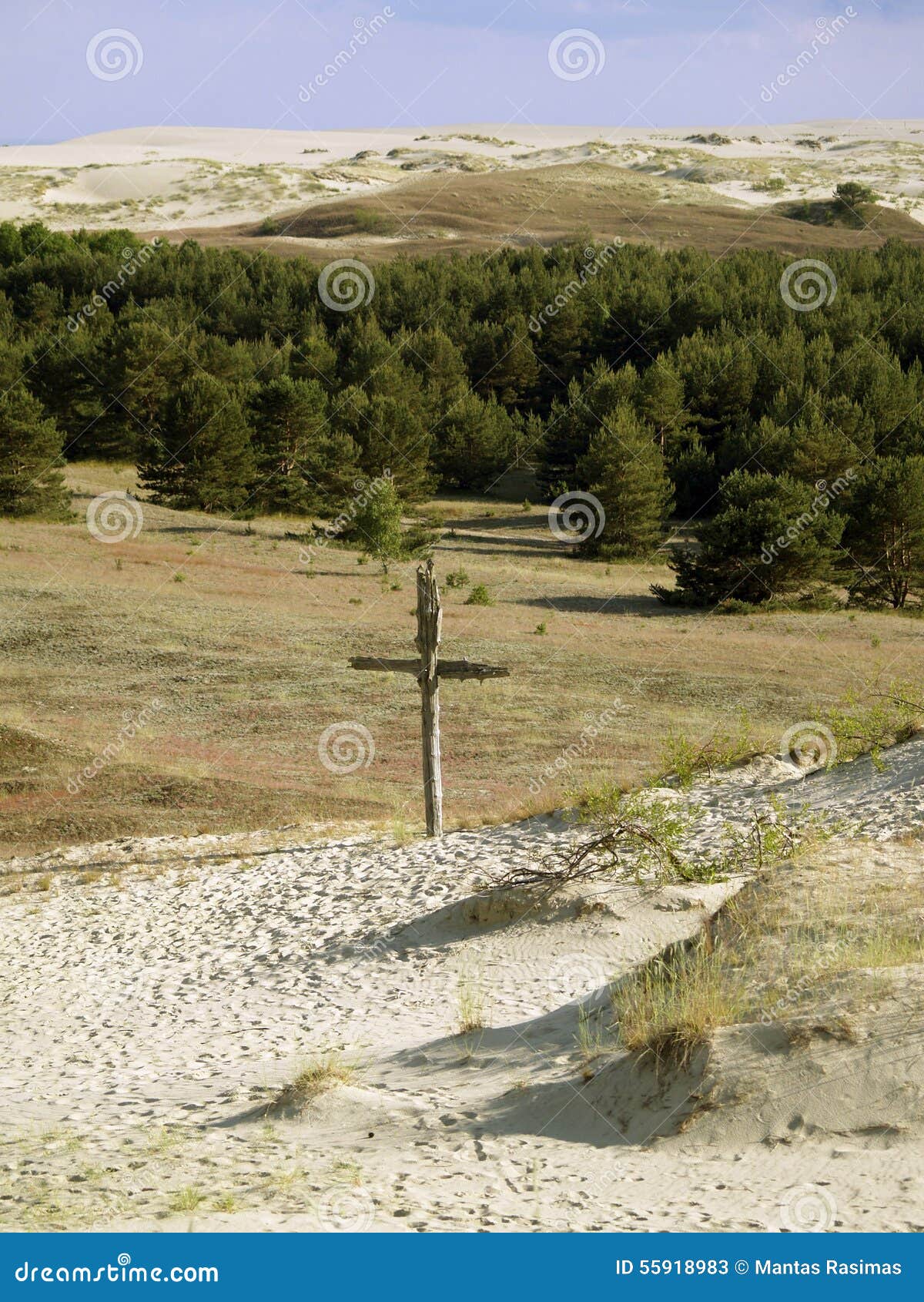 Old cross in the sand stock image. Image of sand, cross - 55918983