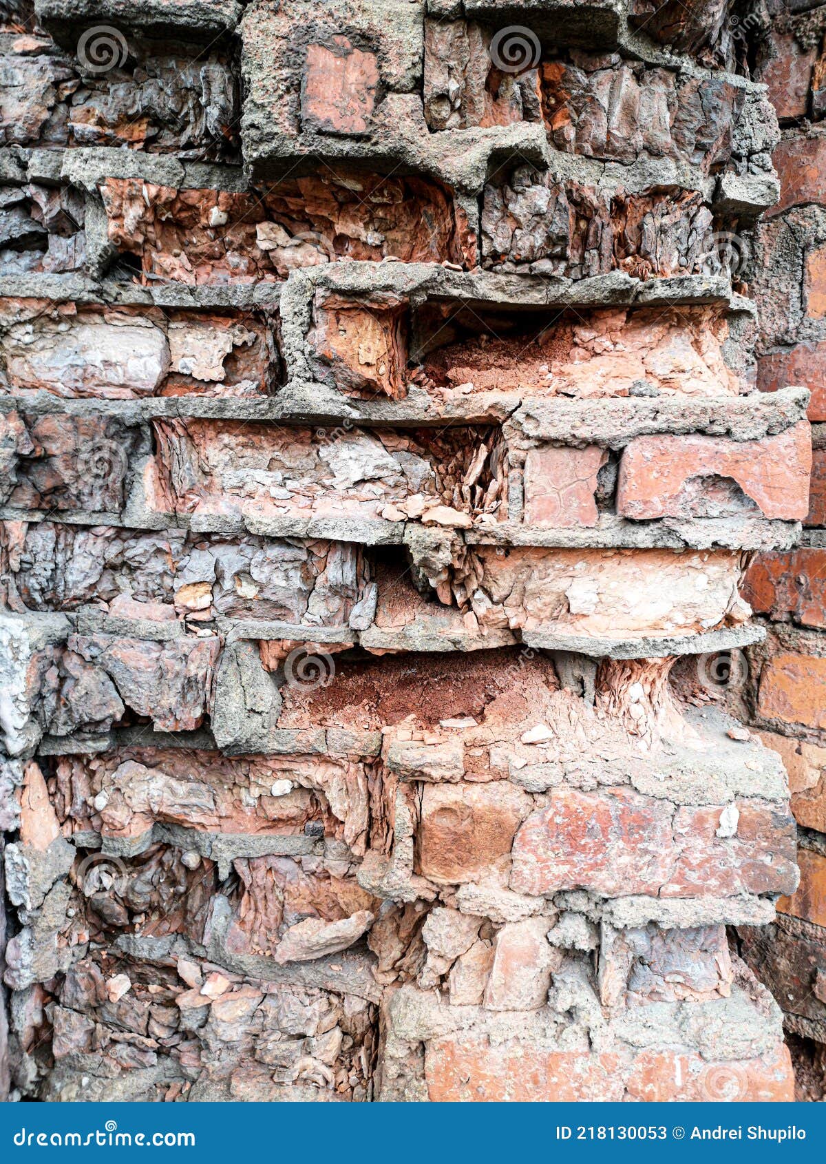 Old Crumbling Brick Wall As an Abstract Stock Image - Image of ...