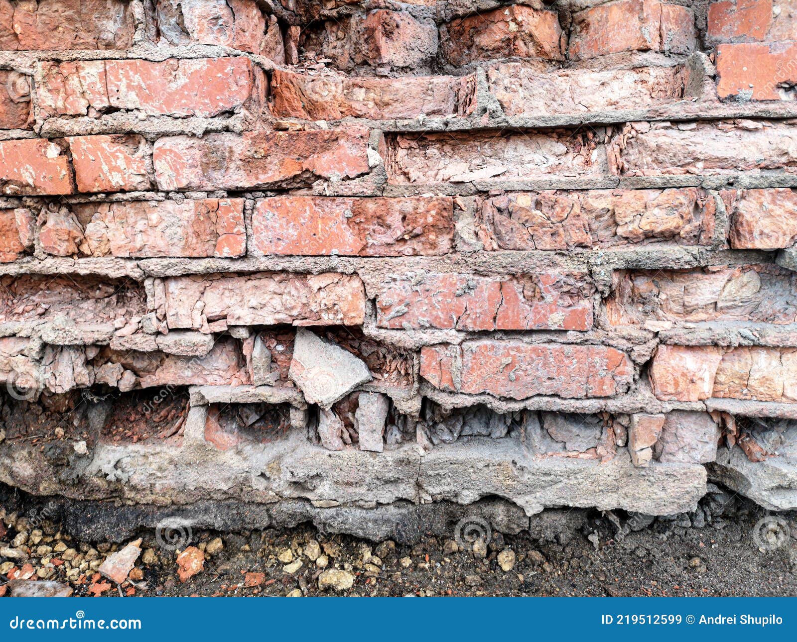 Old Crumbling Brick Wall As an Abstract Stock Image - Image of facade ...