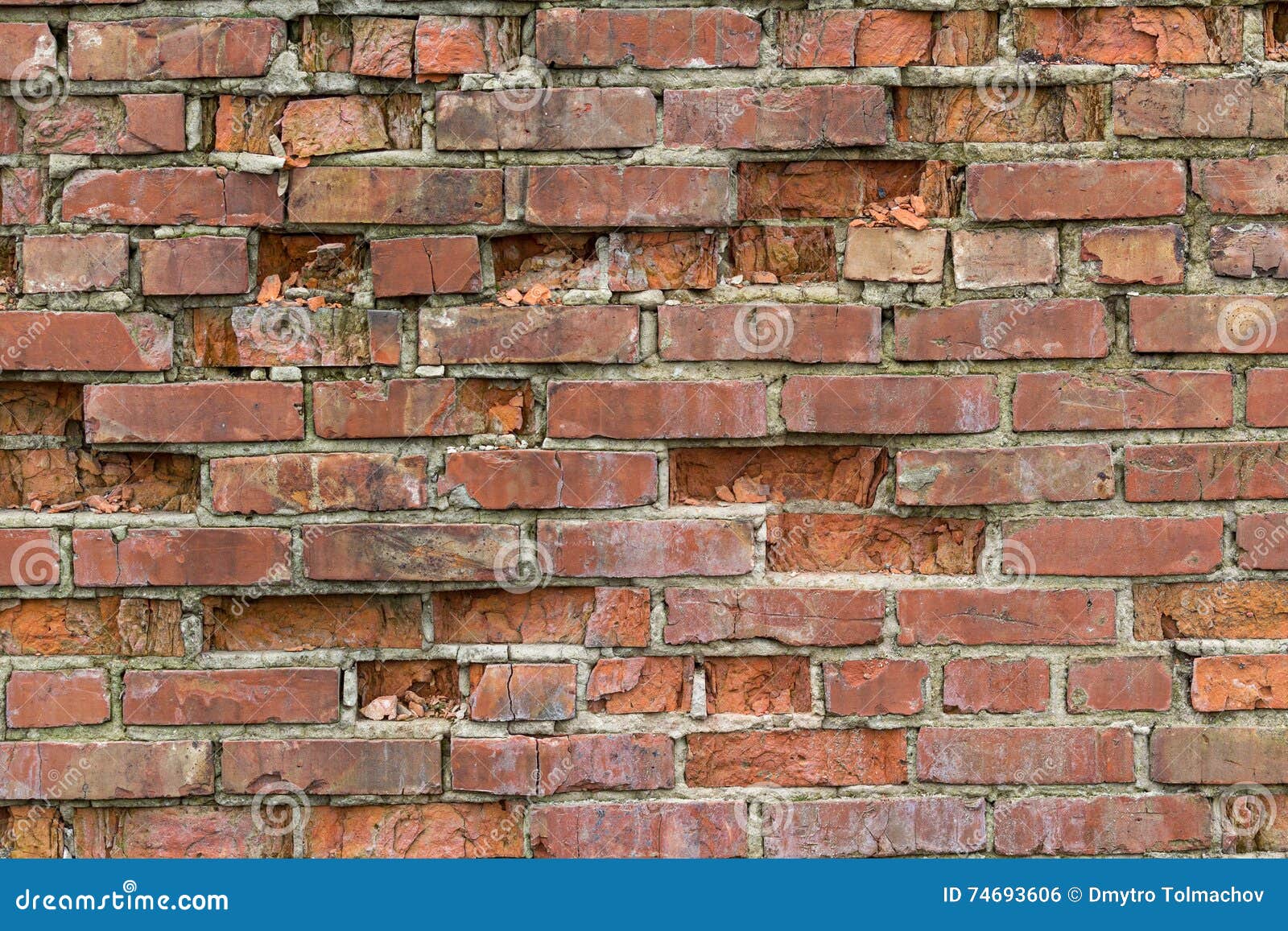 Old crumbling brick wall stock photo. Image of hard, construction ...