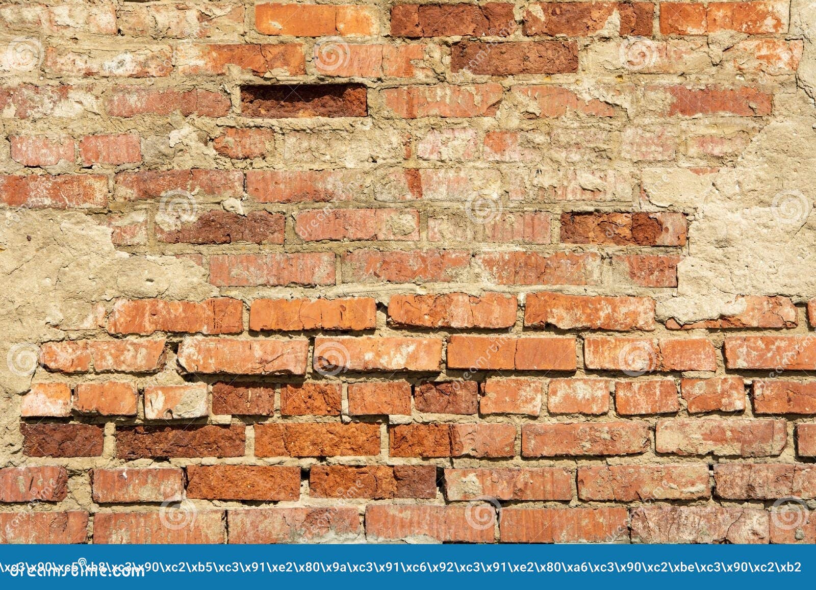 An Old Crumbling Brick Wall. Stock Image - Image of circle, black ...