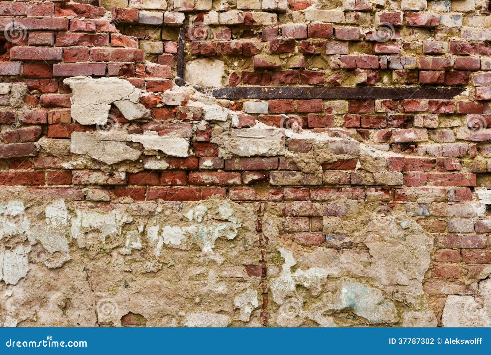 Old Crumbling Plastered Brick Wall Stock Photo - Image of block ...