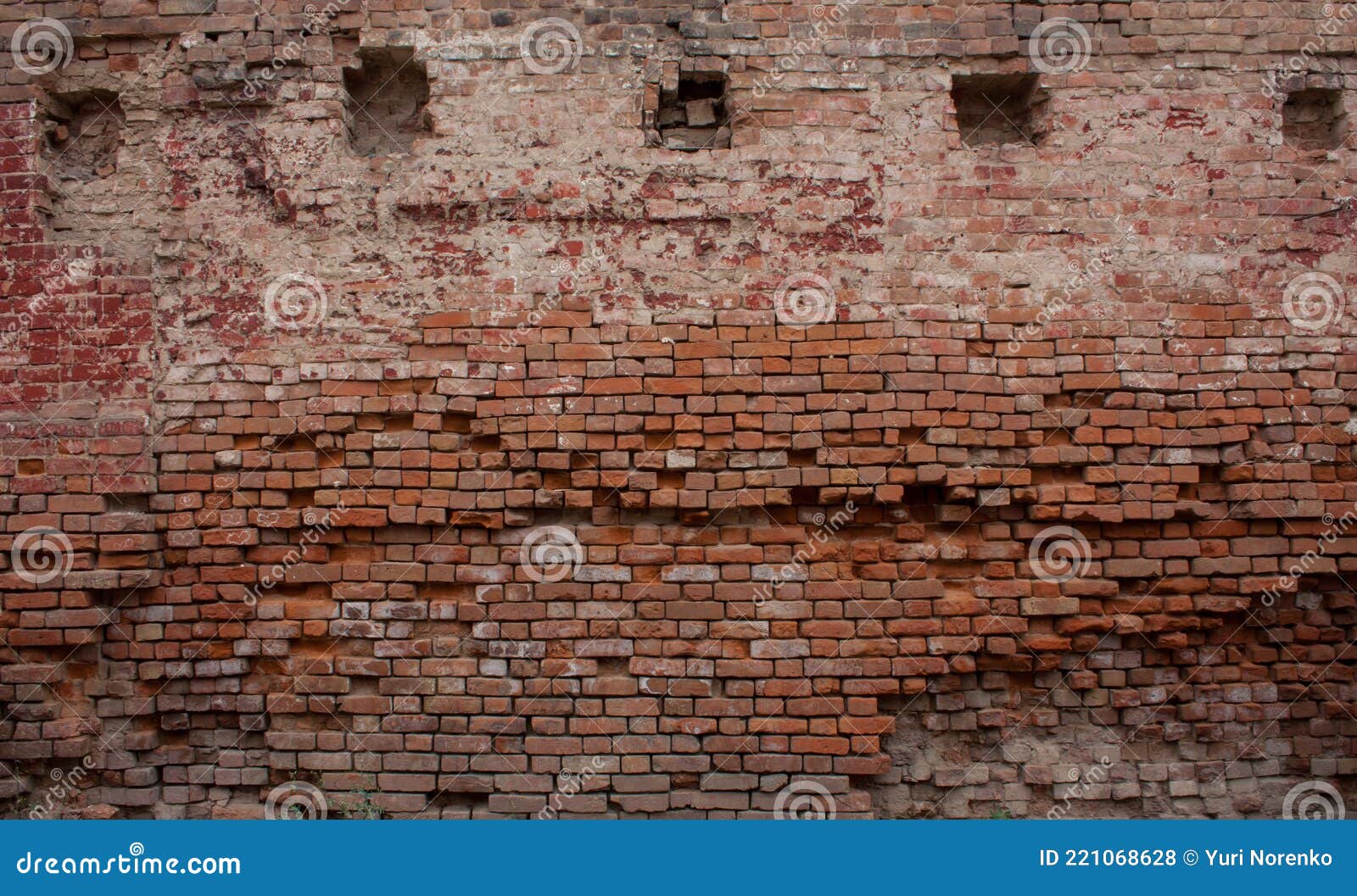 Old, Crumbling Red Brick Wall Stock Photo - Image of ruins, broken ...
