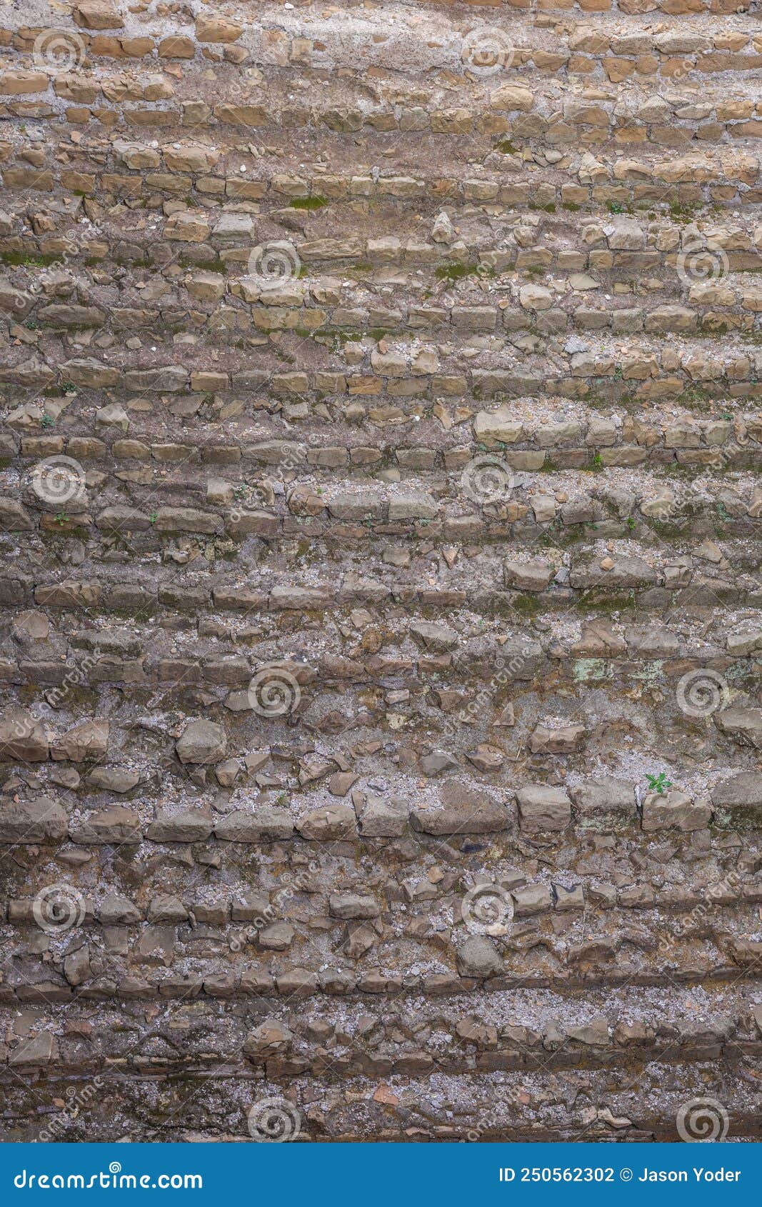 An Old Crumbling Stone Wall Background with Horizontal Lines and ...