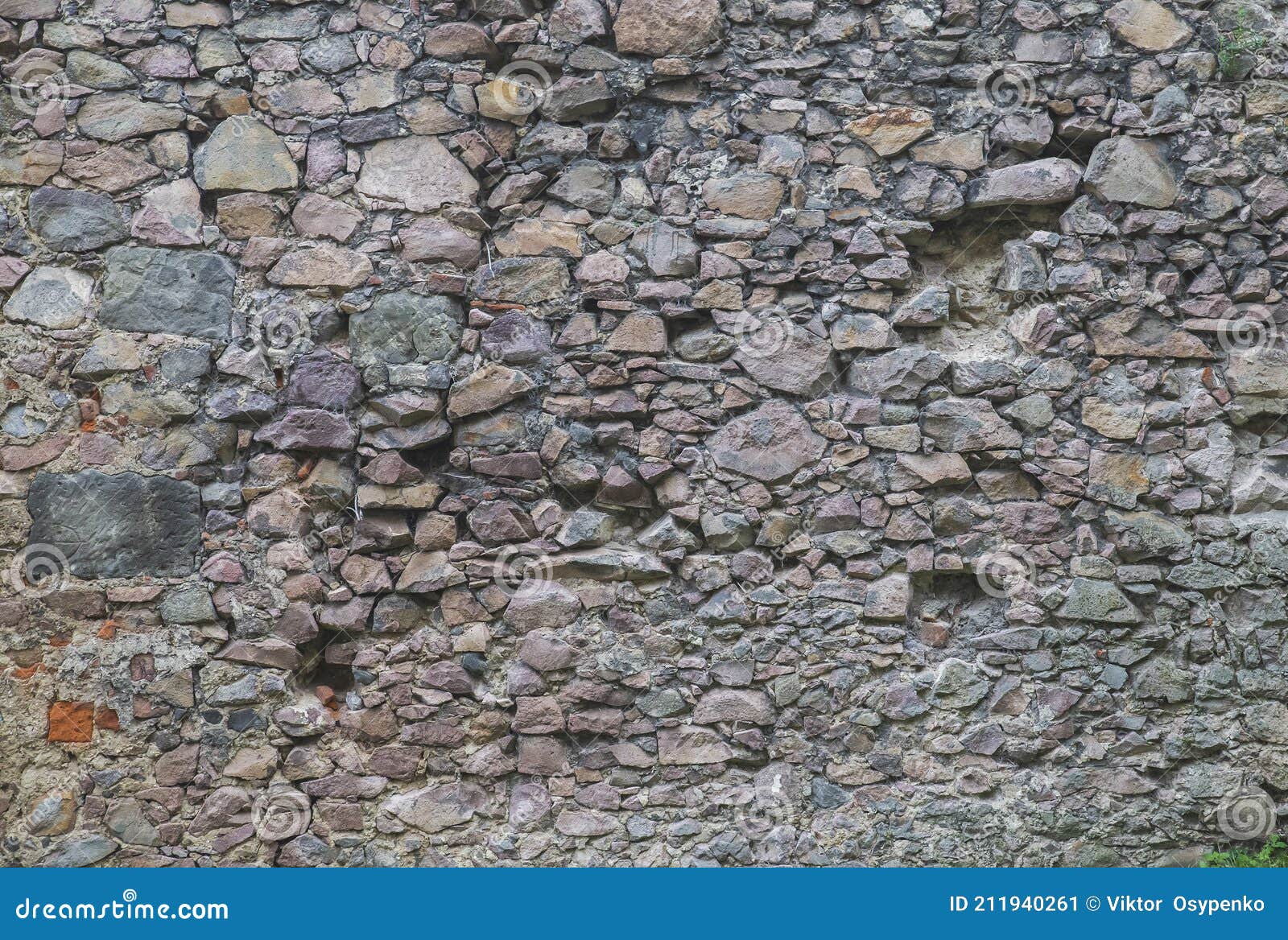 Old Crumbling Stone Wall in an Castle Stock Image - Image of authentic ...