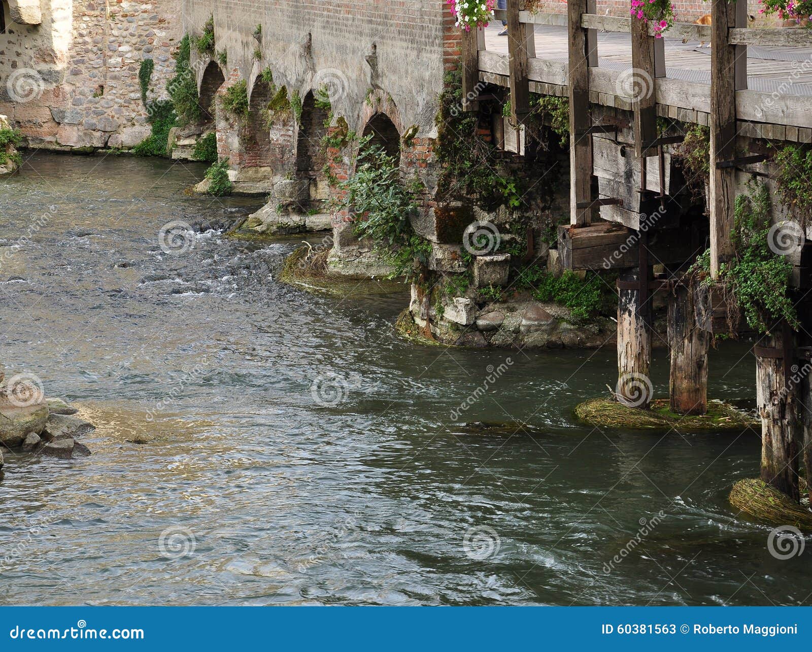Old Crumbling Stone and Wooden Bridge Stock Image - Image of decaying ...