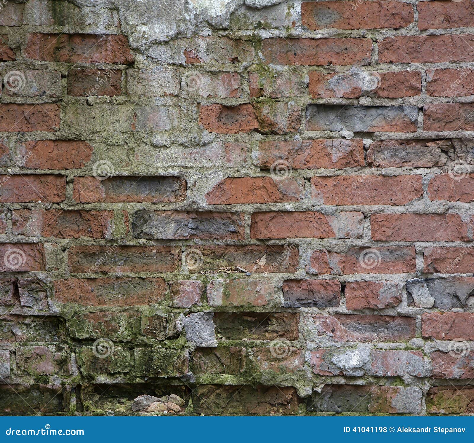 Old Crumbling Wall of Red Brick Stock Photo - Image of material, brick ...