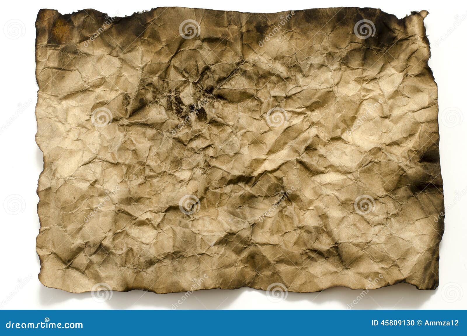 Old crumpled paper burn stock photo. Image of damaged - 45809130