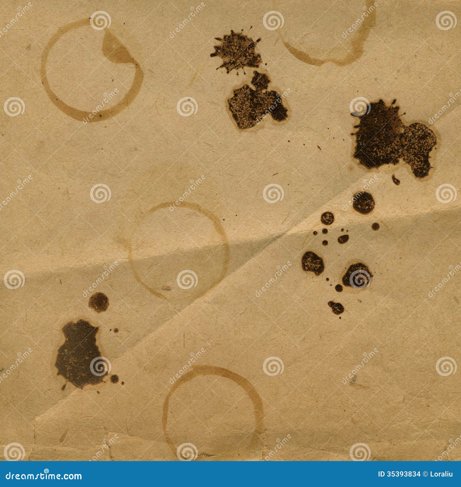 Old Crumpled Paper with Stains of Coffee Stock Photo - Image of drink ...