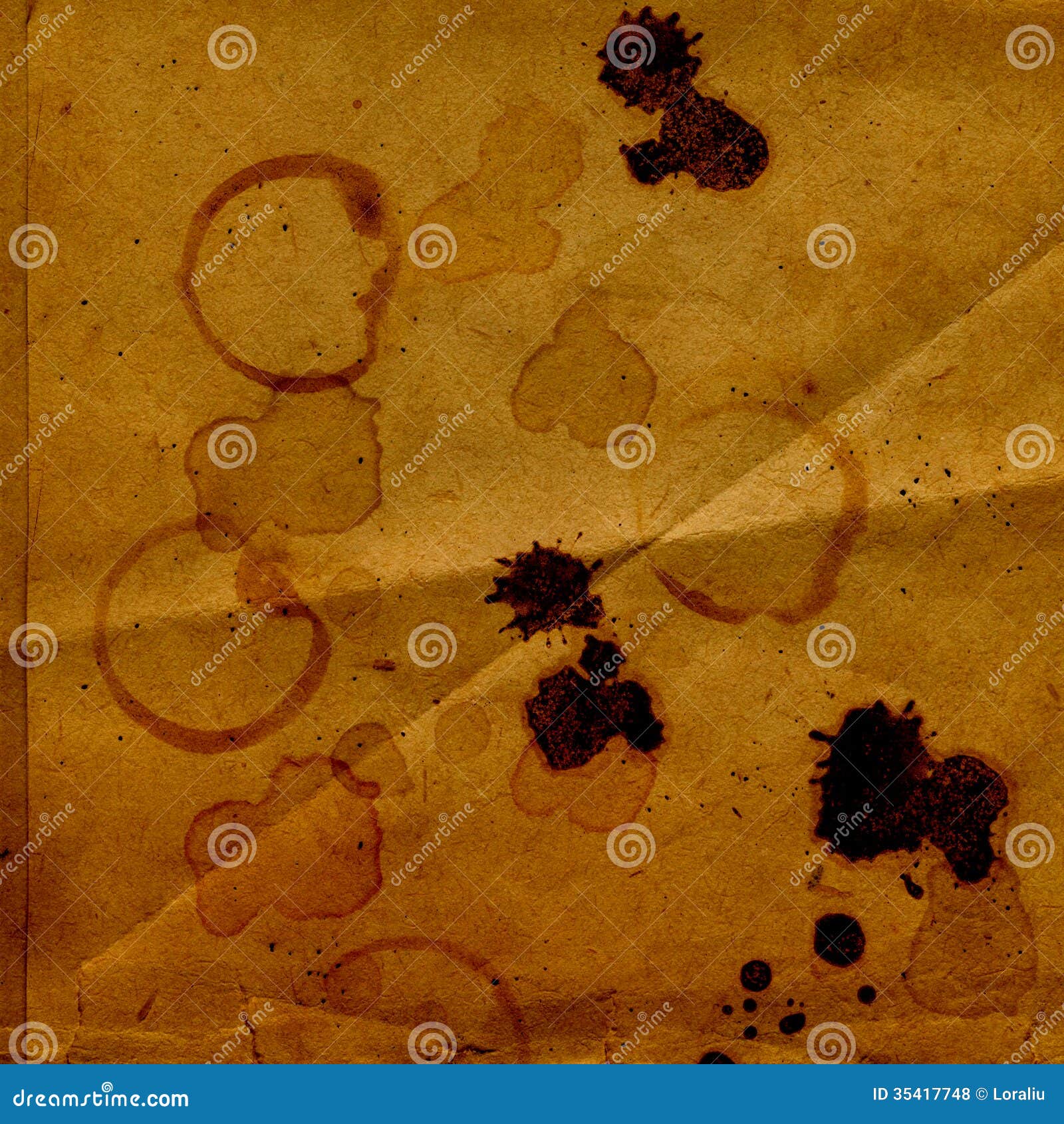 Old Crumpled Paper with Stains of Coffee Stock Photo - Image of droplet ...