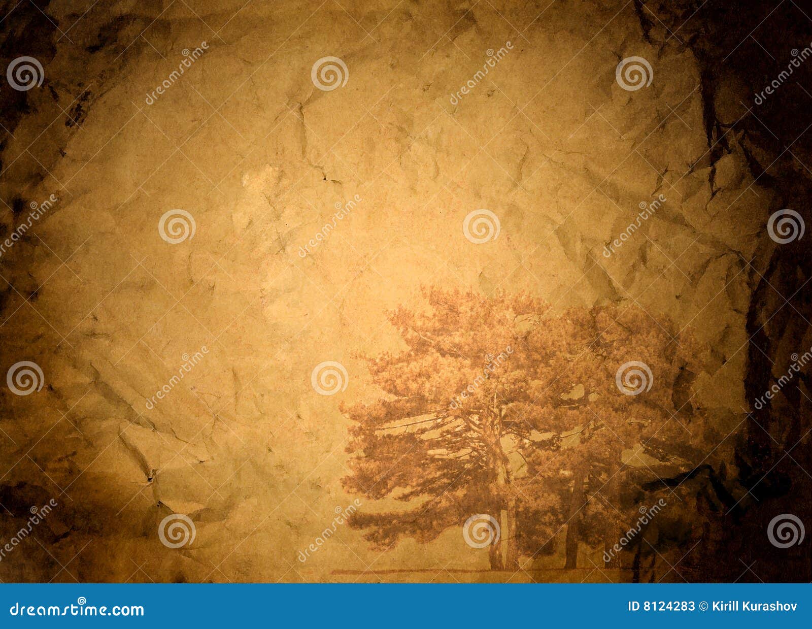 Old Crumpled Paper with a Tree Stock Image - Image of document, closeup ...