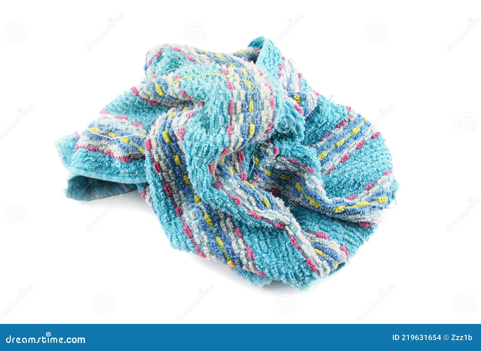 Old Crumpled Turquoise Towel Isolated on White Background Stock Photo ...