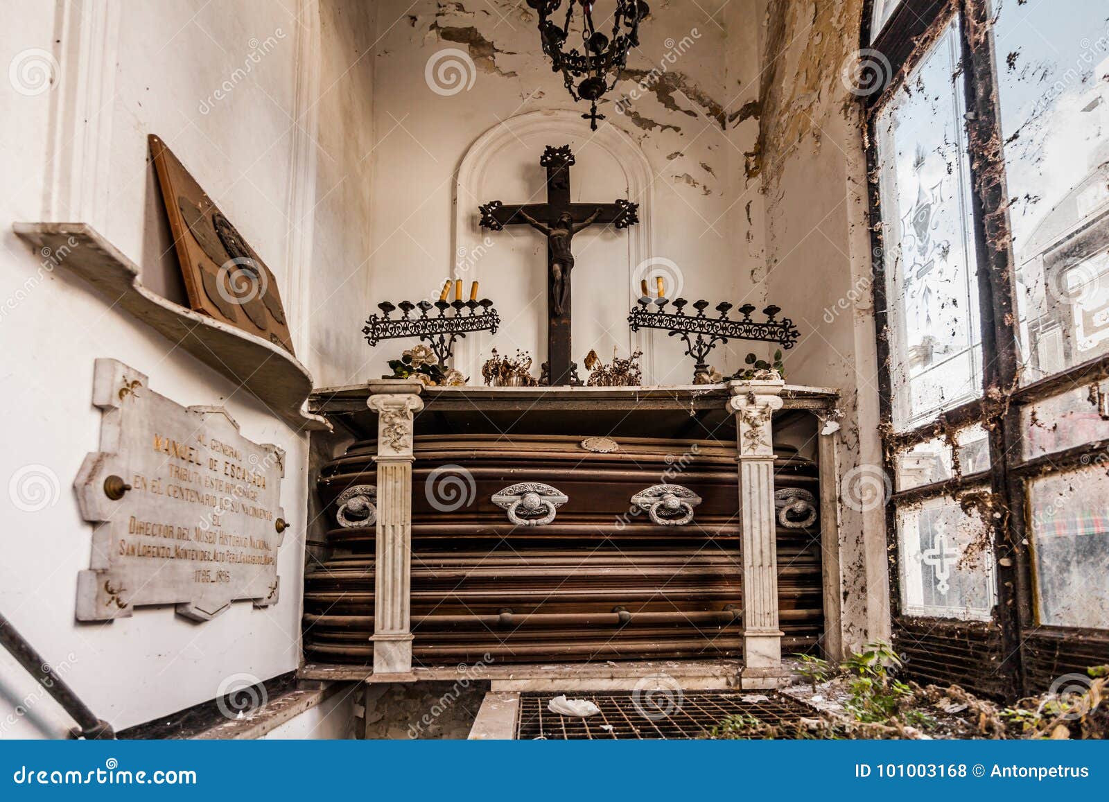 Old Crypt in the Cemetery with the Graves. Background Halloween Stock ...