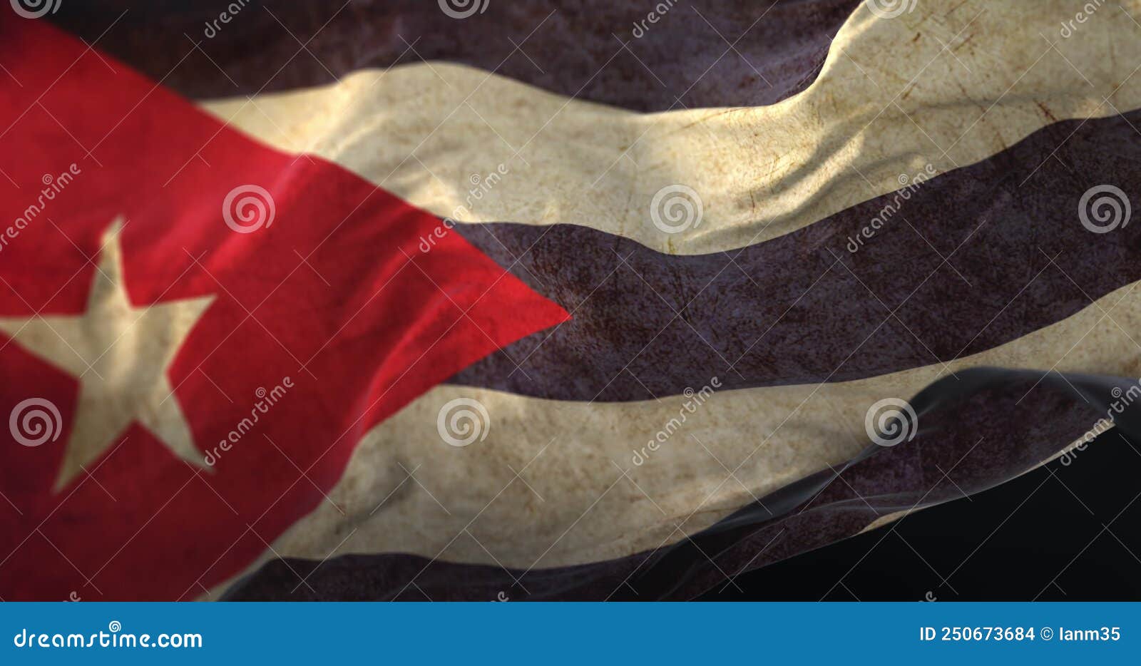 Old Cuba Flag Waving at Wind. Loop Stock Footage - Video of looping ...
