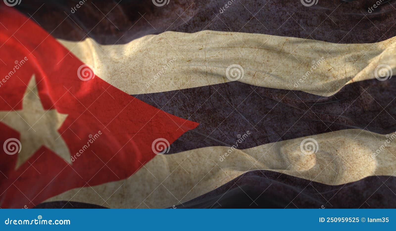 Old Cuba Flag Waving at Wind Stock Illustration - Illustration of ...