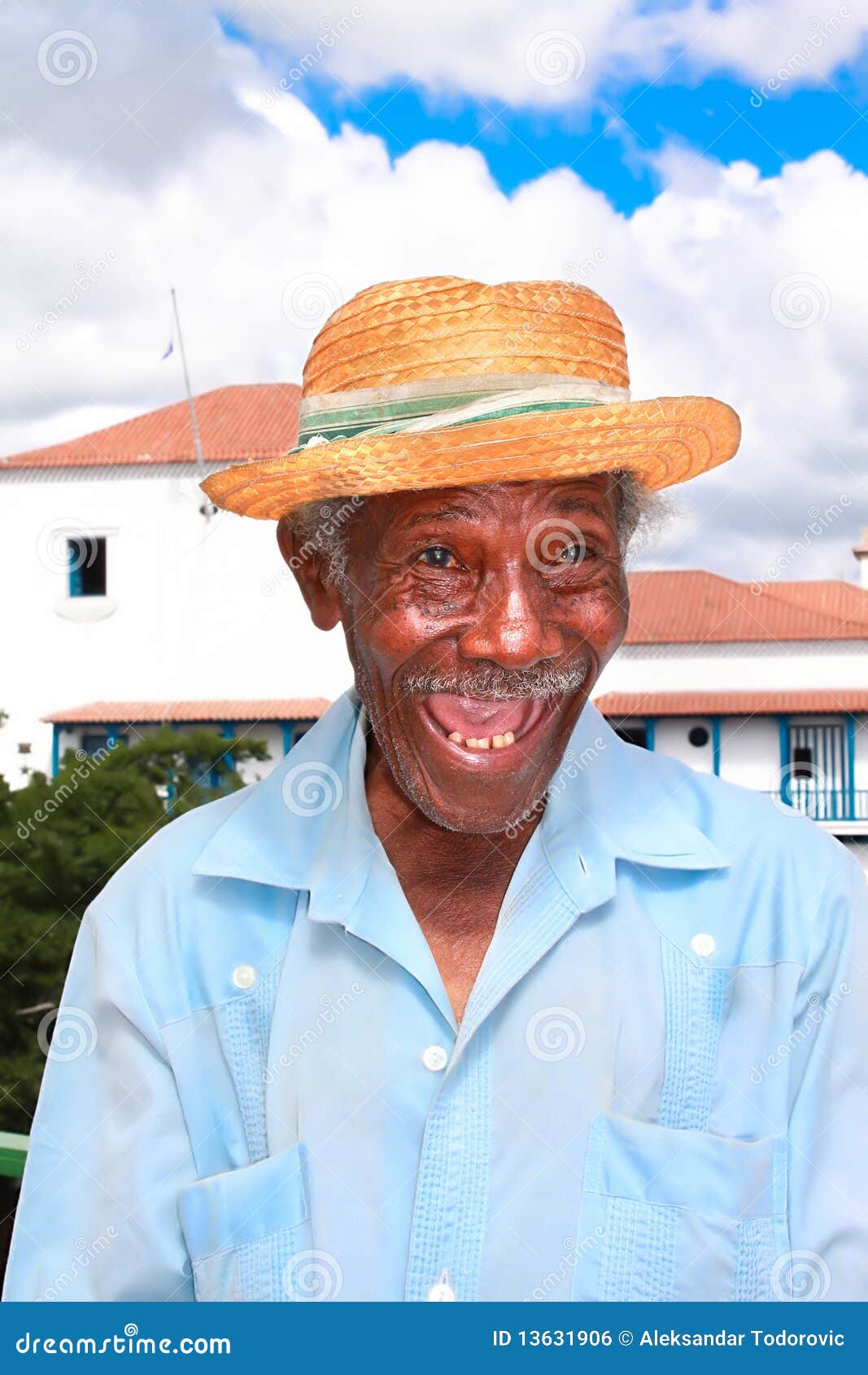 Old Cuban Man with Straw Hat Make a Funny Face Stock Photo - Image of ...