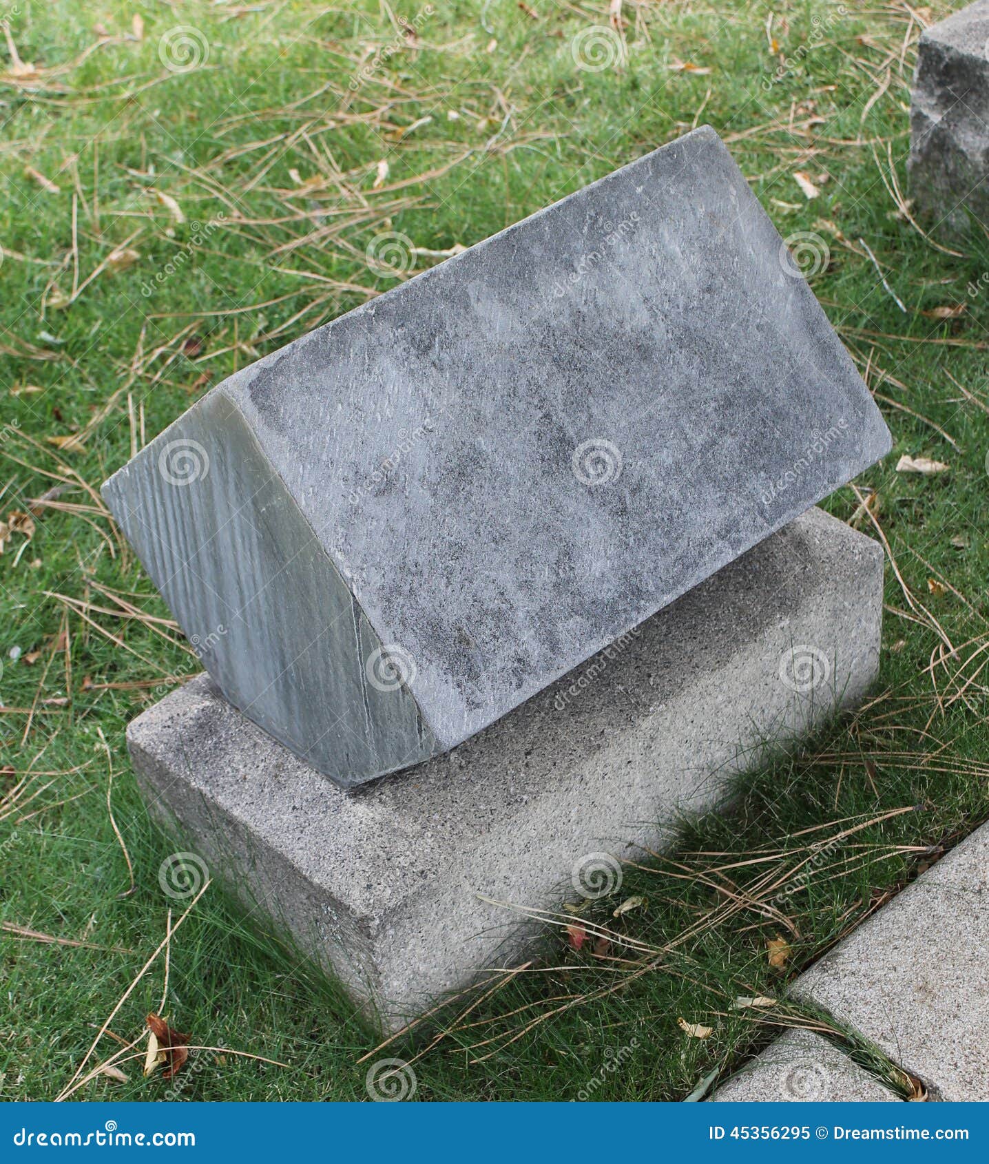 Old Cube Marble Headstone On Old Cemetery Royalty-Free Stock Photo ...