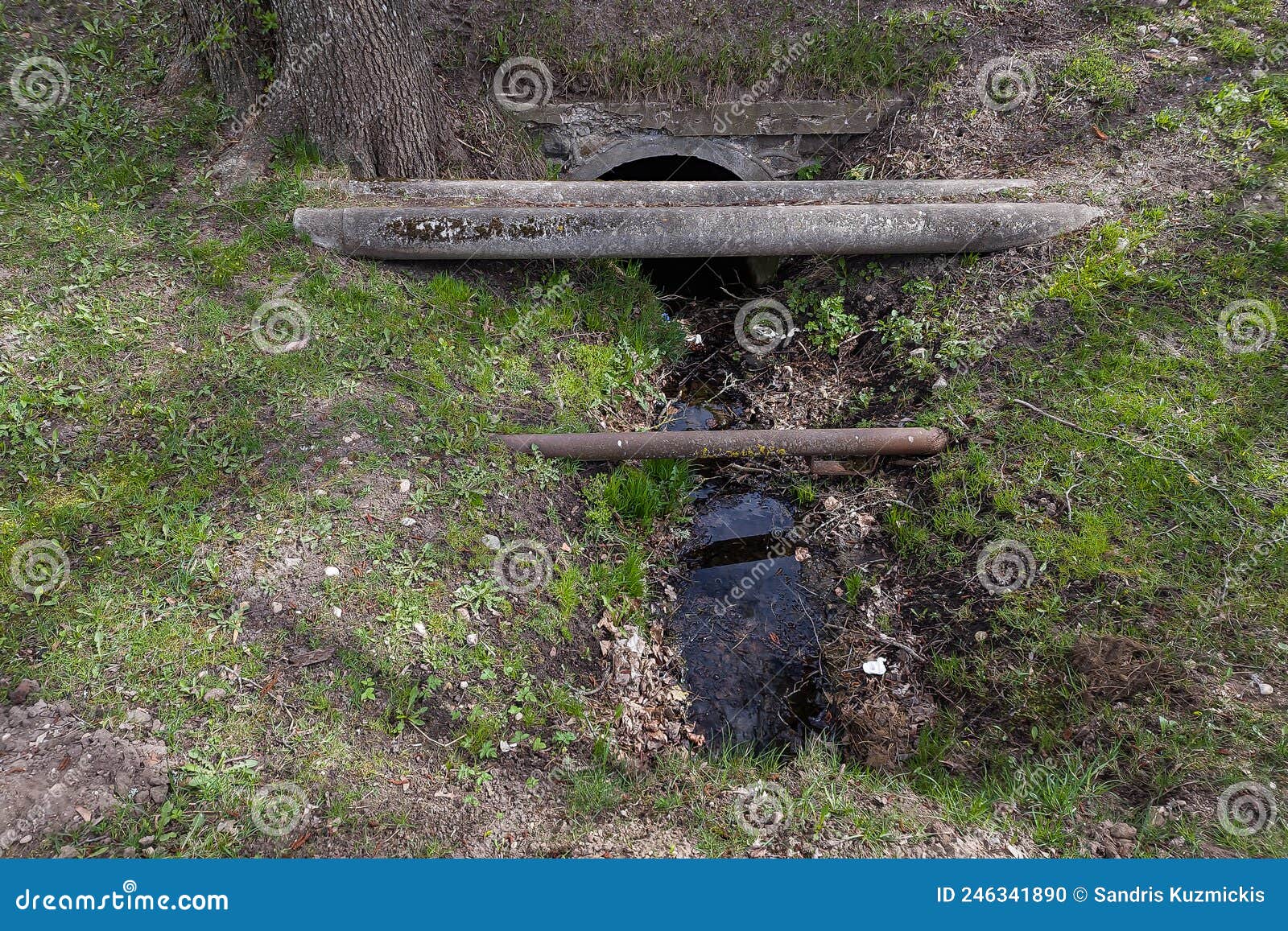 Old Culvert, Concrete and Metal Pipes Stock Photo - Image of landscape ...