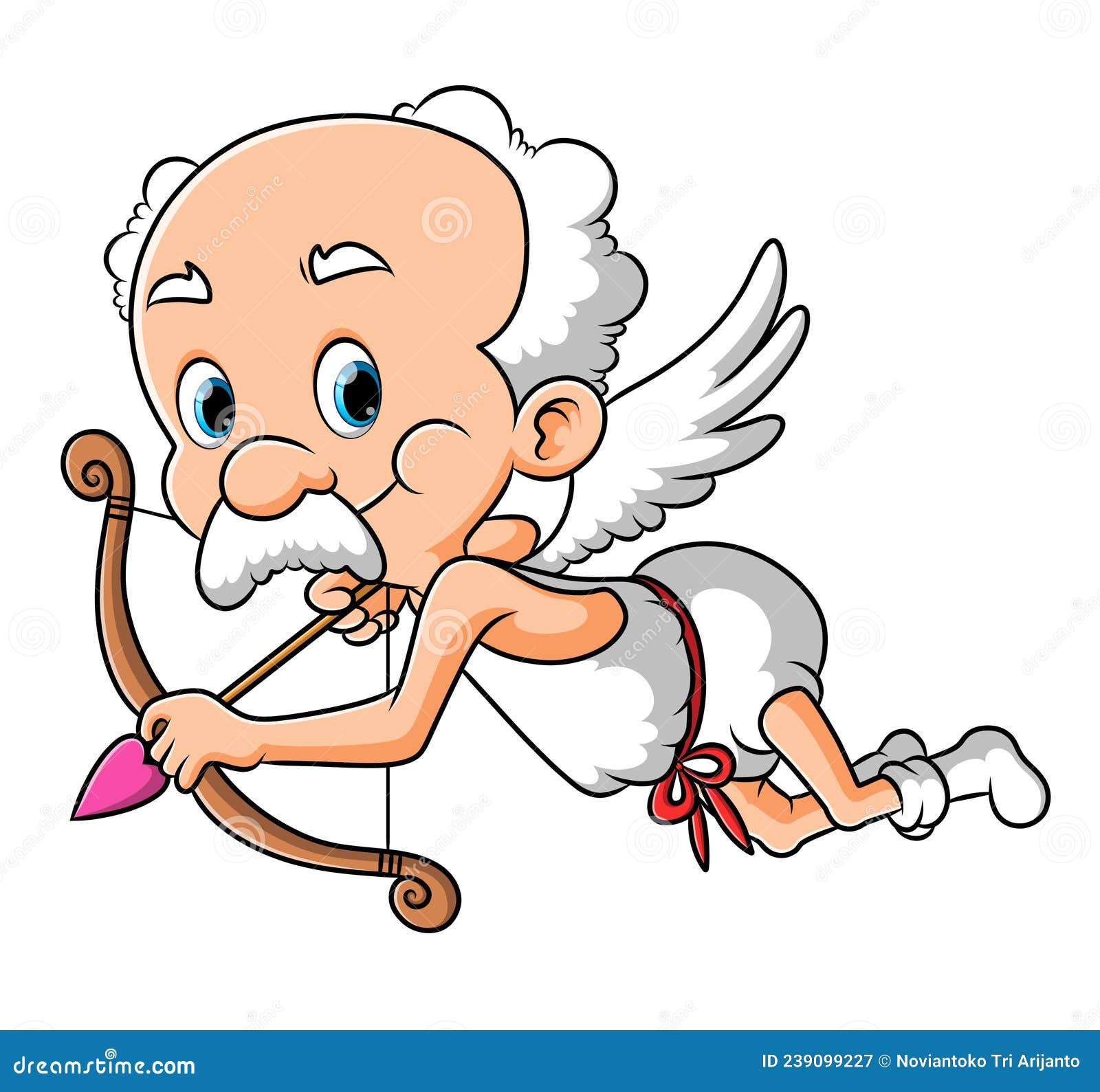 The Old Cupid Man is Aiming with the Love Arrow Stock Vector ...