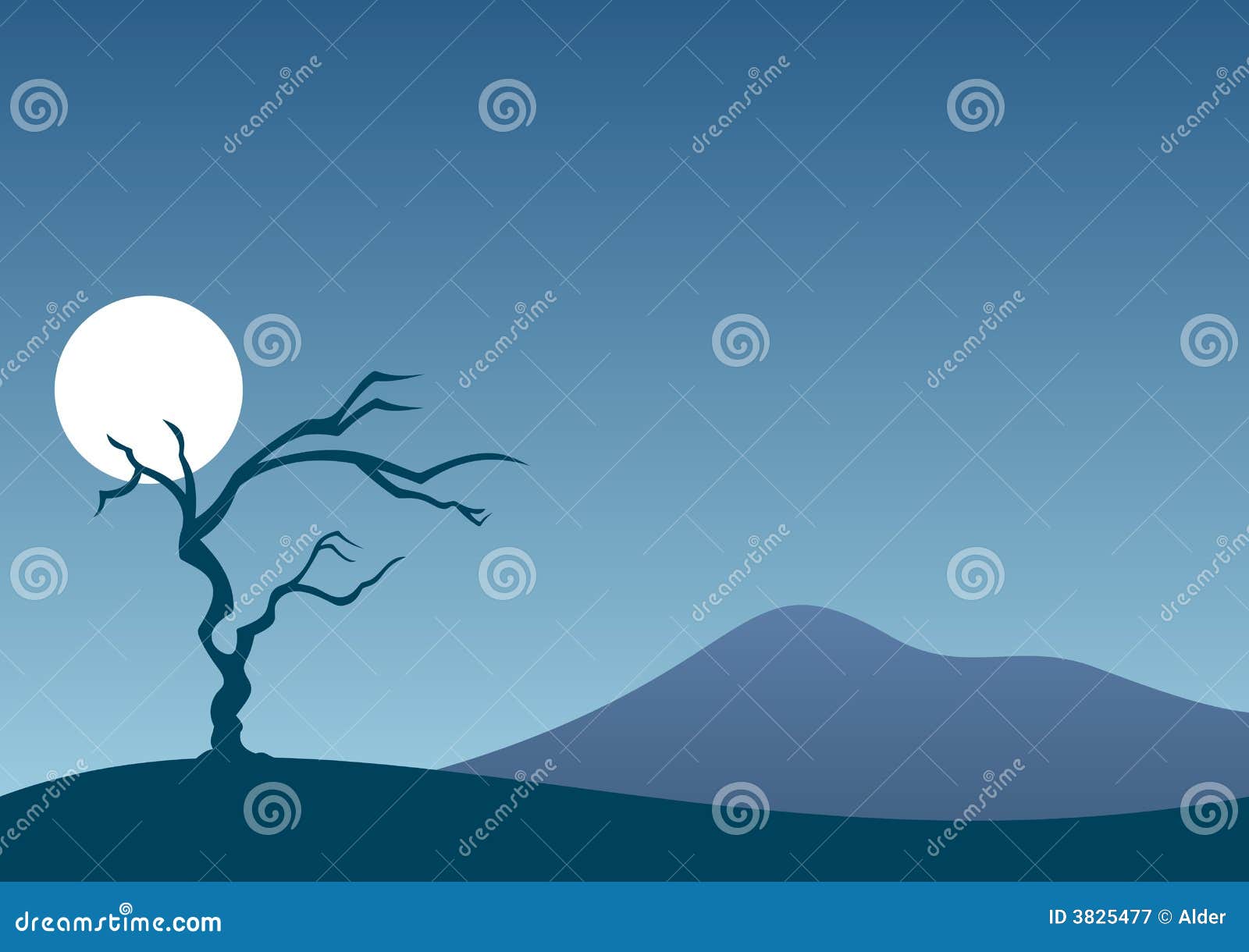 Curved Tree. Black Silhouette Tree On White Background. Royalty-Free ...