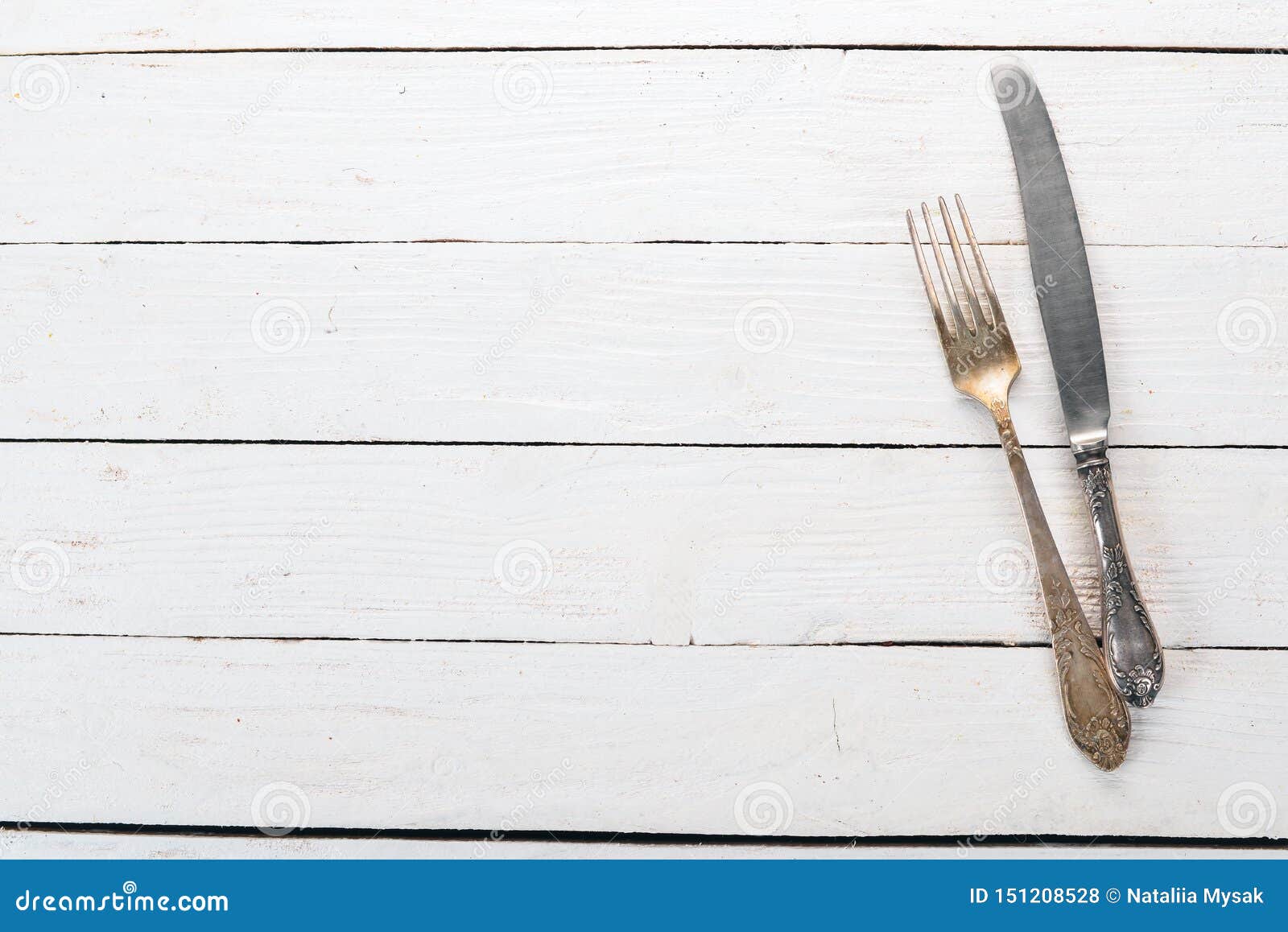 Old Cutlery. Top View on a Wooden Background, Stock Photo - Image of ...