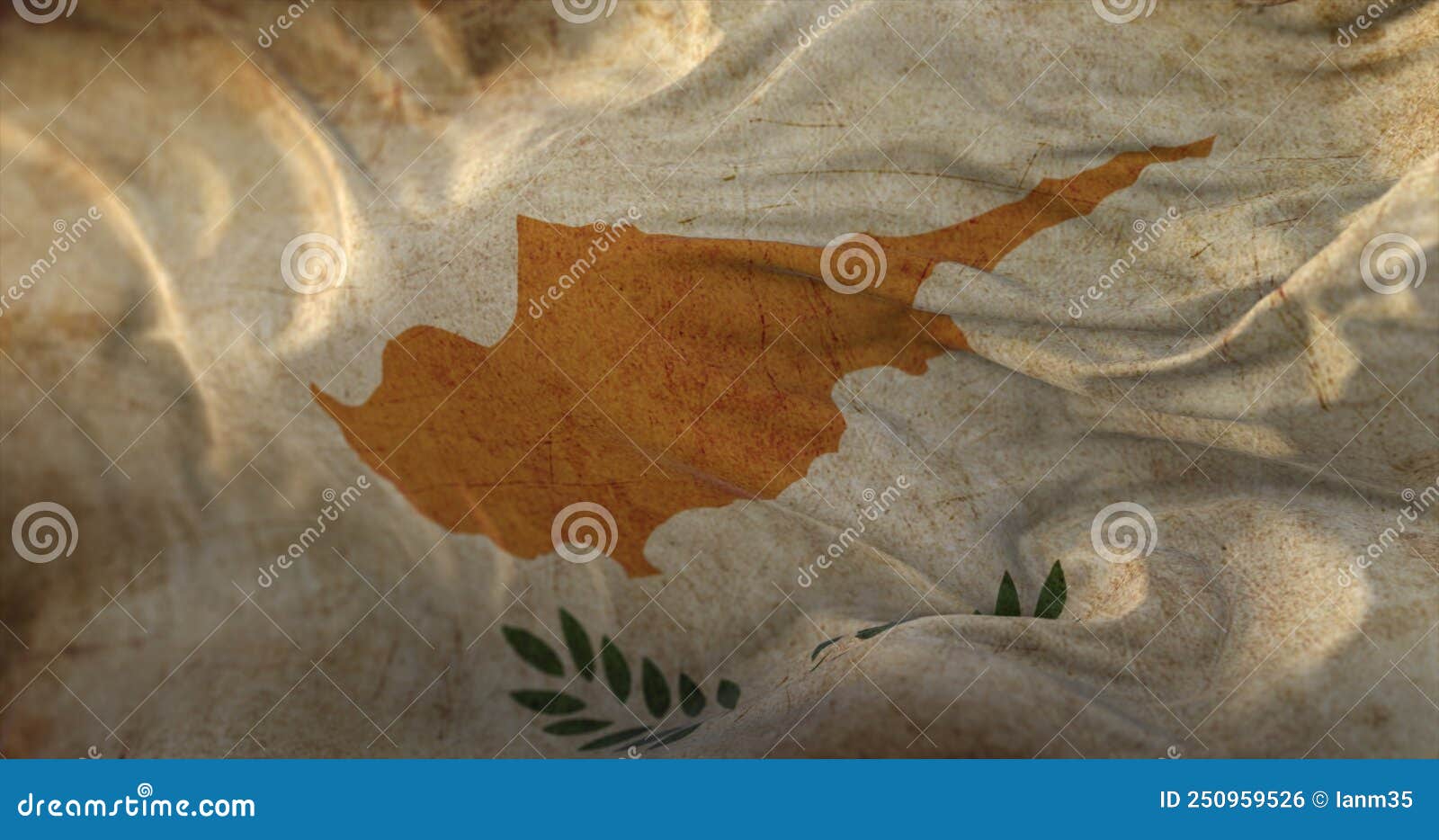 Old Cyprus Flag Waving at Wind Stock Illustration - Illustration of ...
