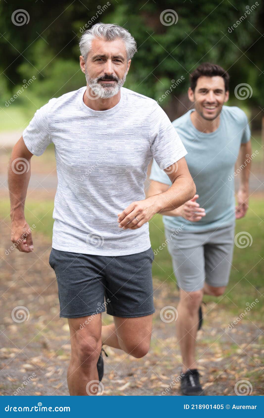 Old Dad and Son Running in Countryside Together Stock Image - Image of ...