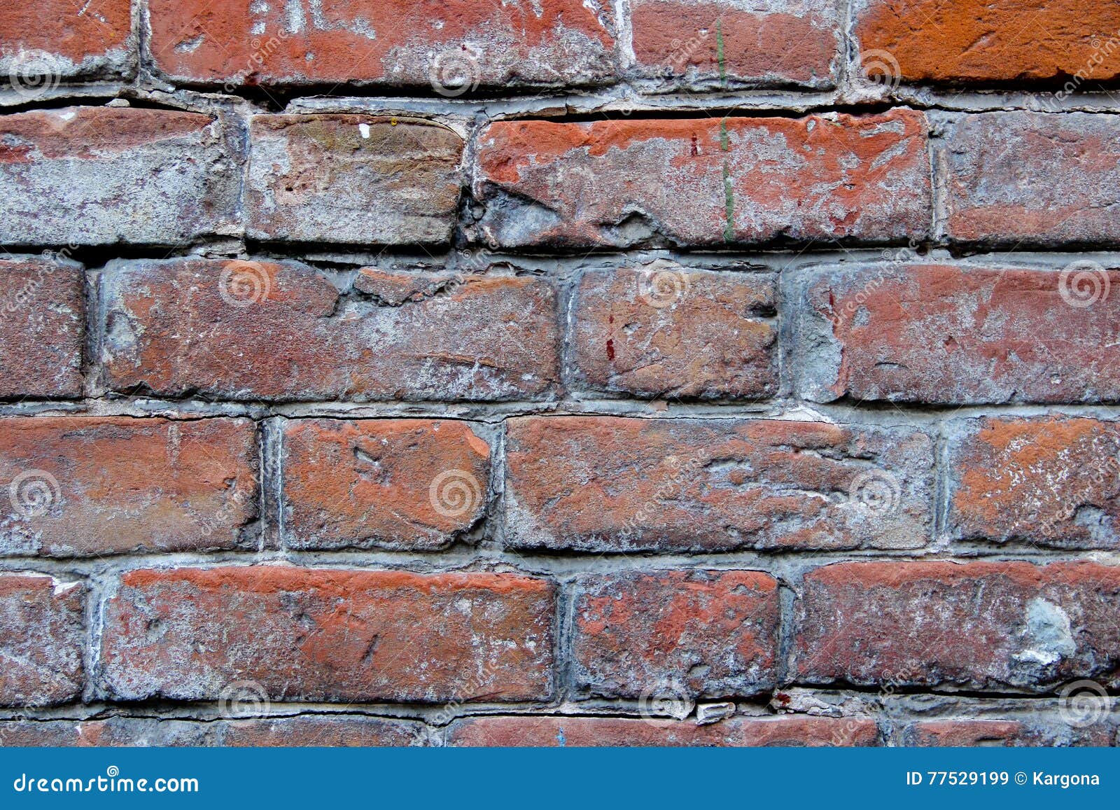 Old damaged brick wall stock image. Image of stain, stone - 77529199
