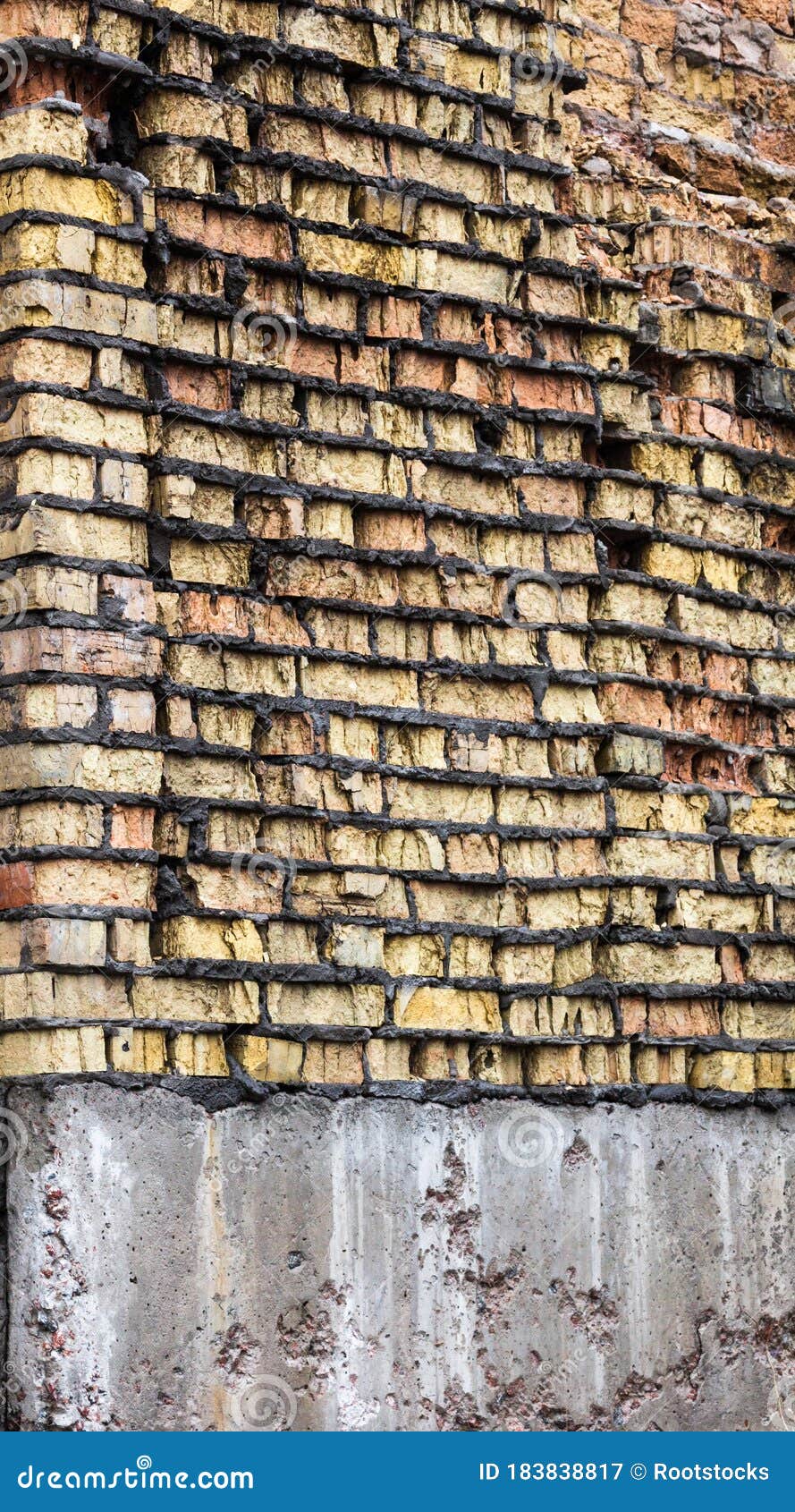 The Old and Damaged Brick Wall Stock Image - Image of construction ...