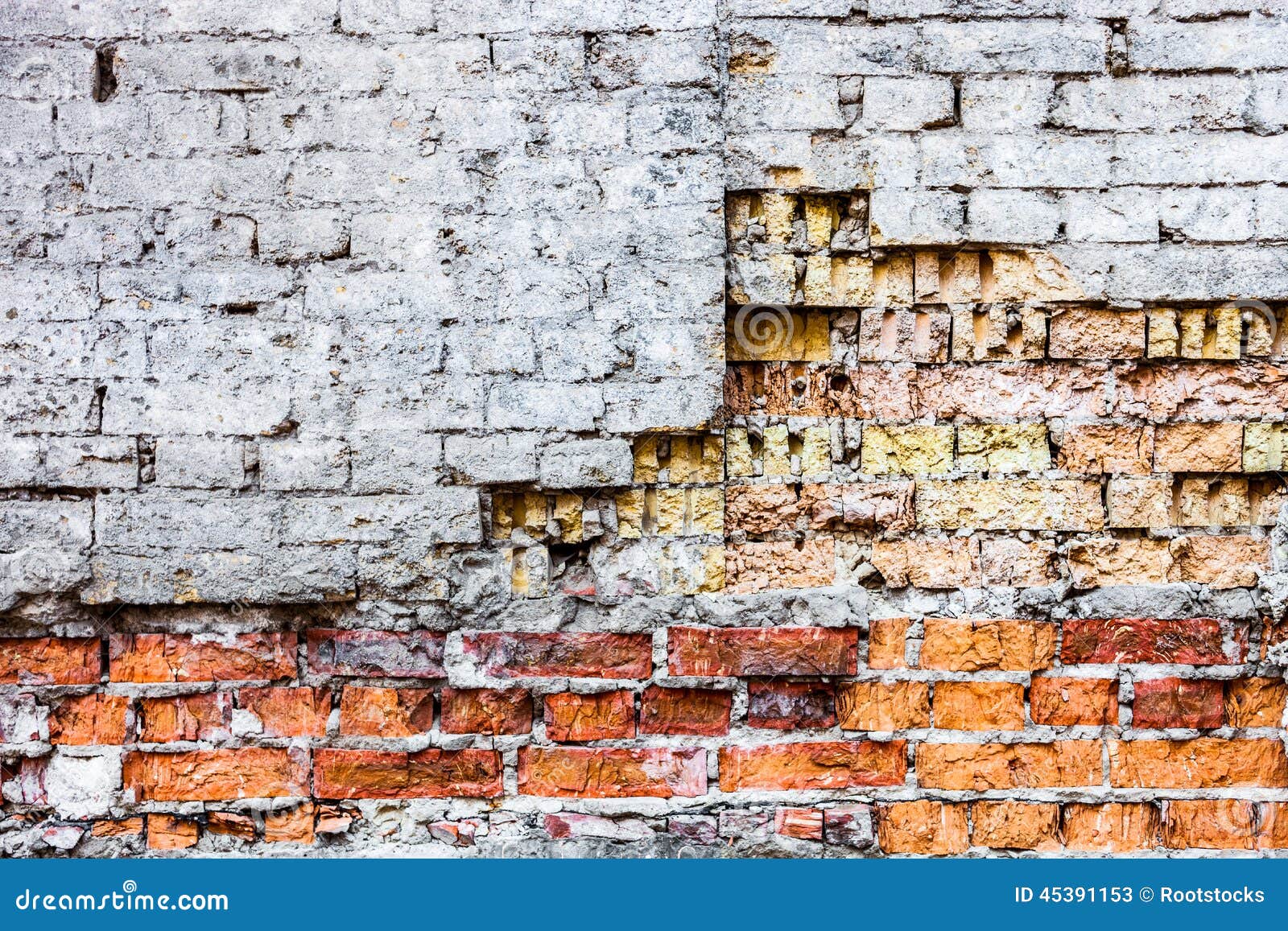 The Old Damaged Brick Wall with Rich Texture Stock Image - Image of ...