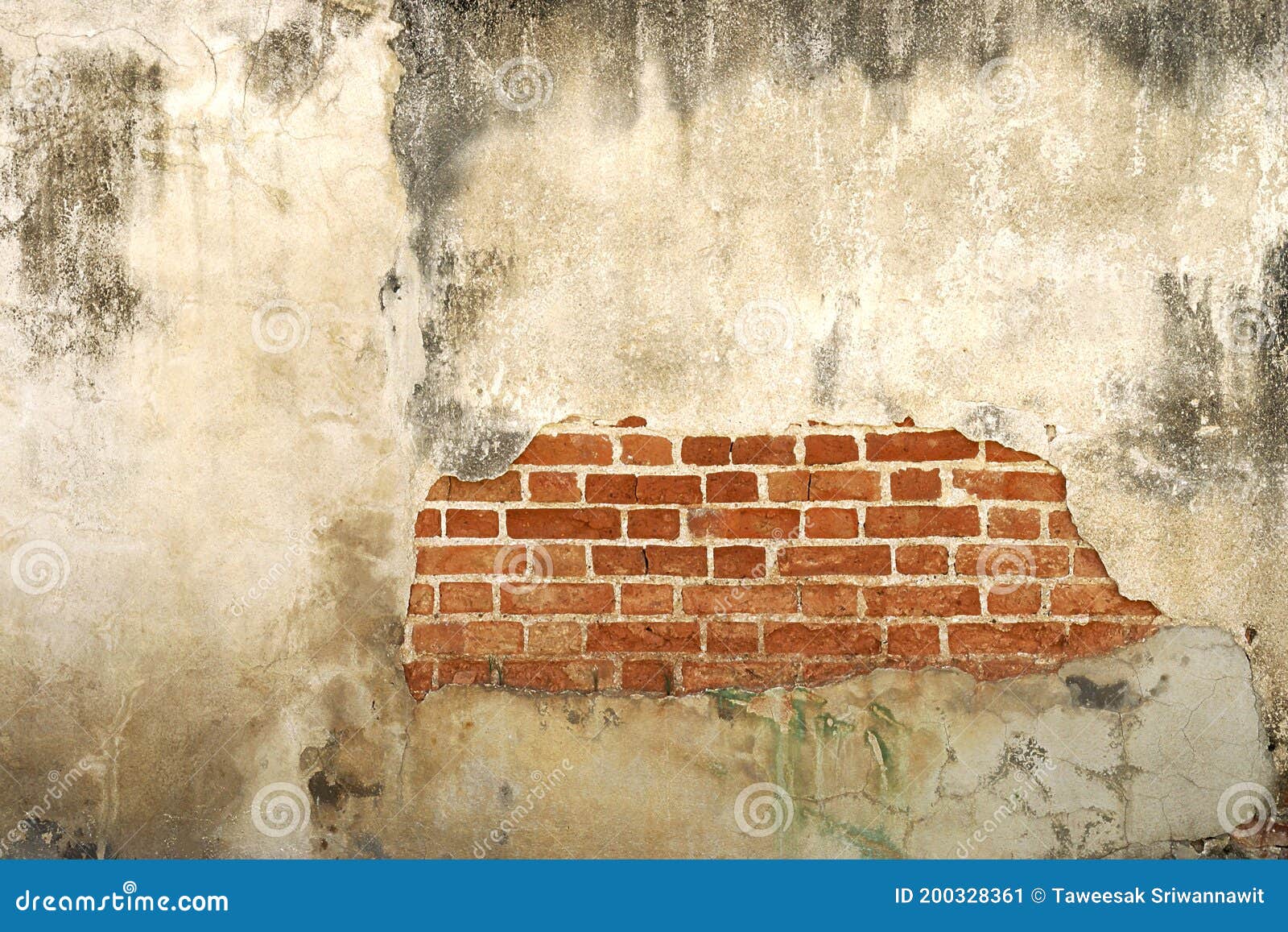 Old Damaged Brick Wall Texture Background Stock Image - Image of ...