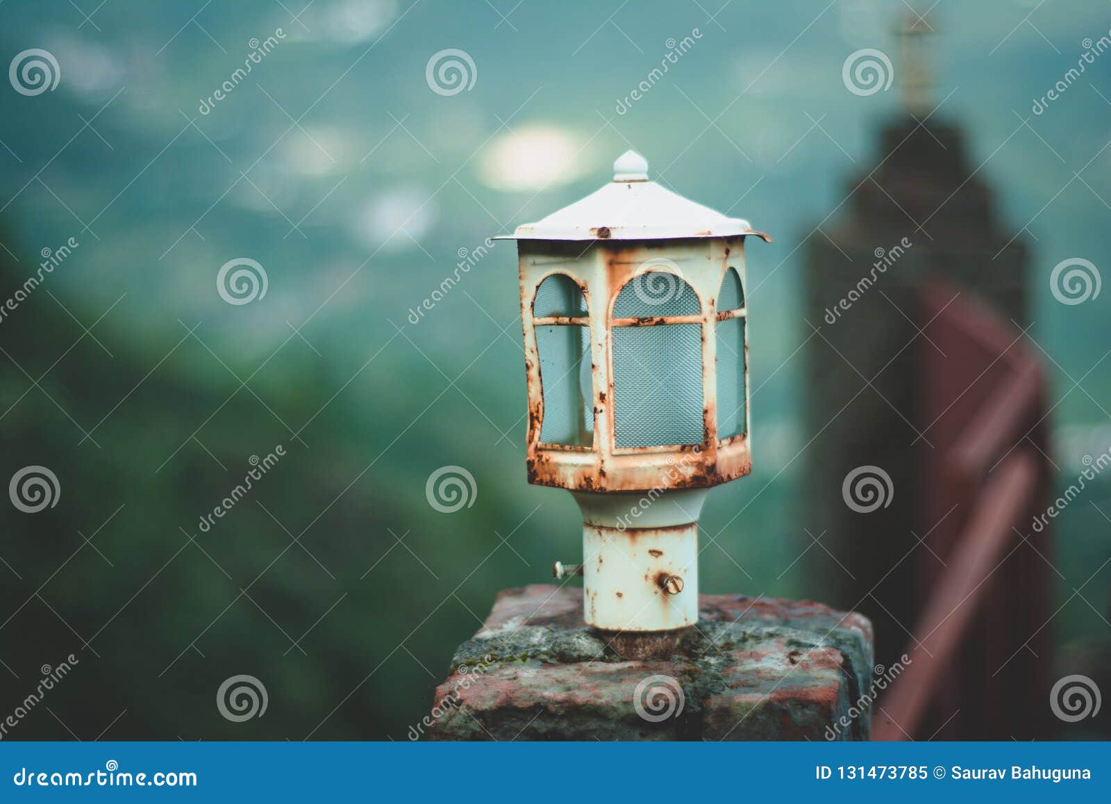 An Old and Damaged Electrical Lamp. Stock Image - Image of wall, cement ...