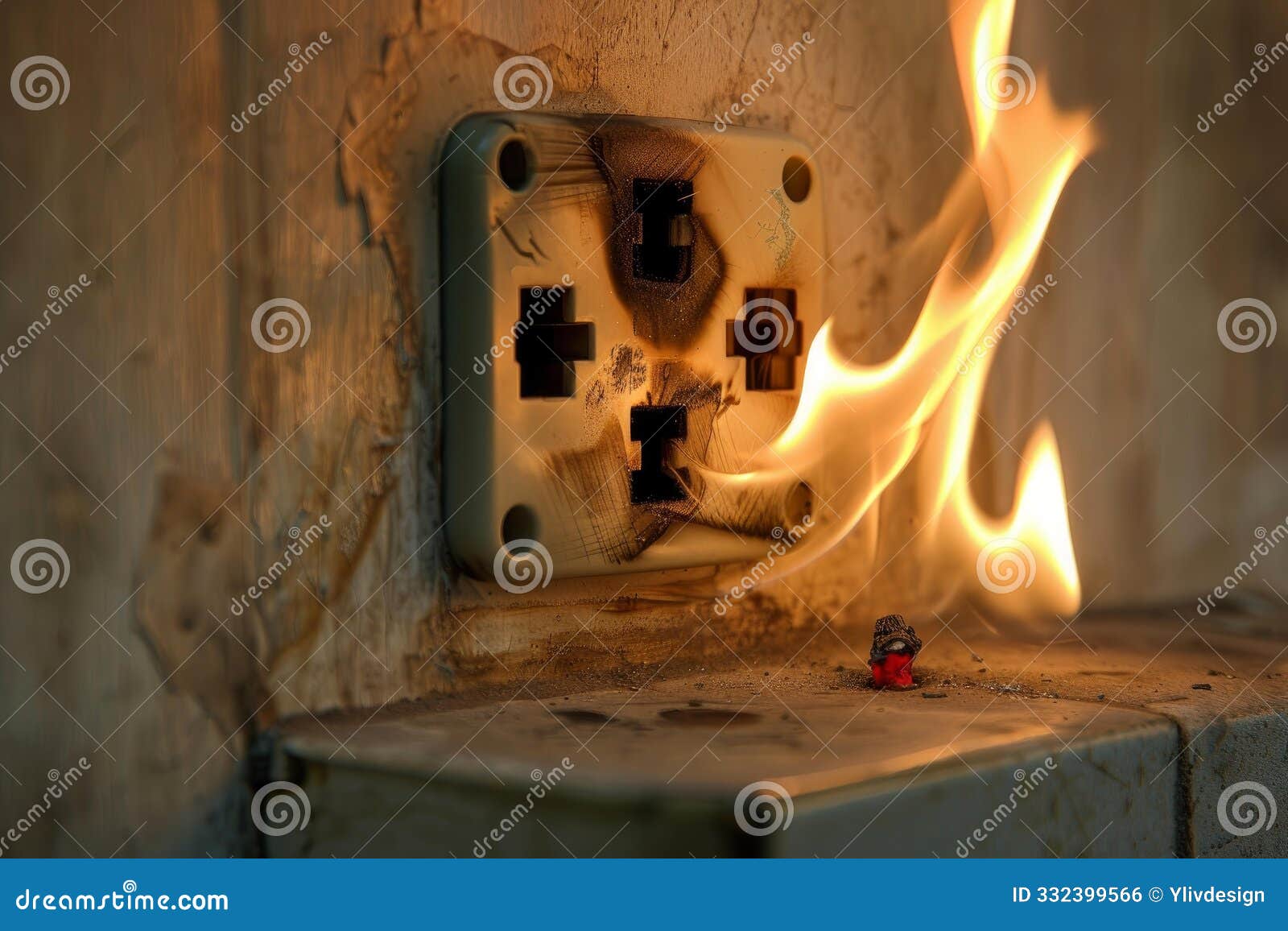 Old Electrical Socket Catching Fire Burning with Yellow Flames Stock ...