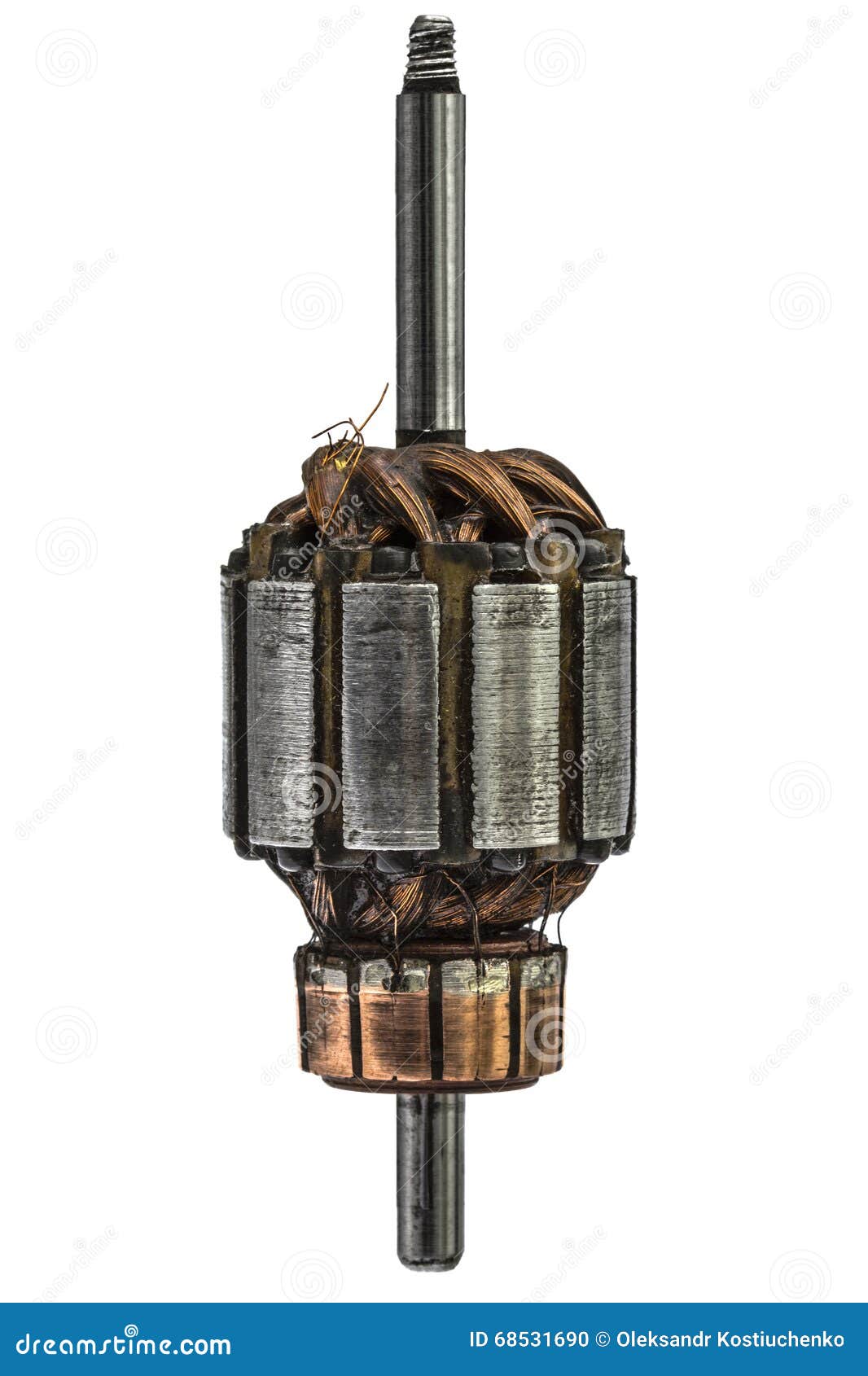 Old Damaged Rotor Of Electric Motor, Close-up, Isolated On White Stock ...