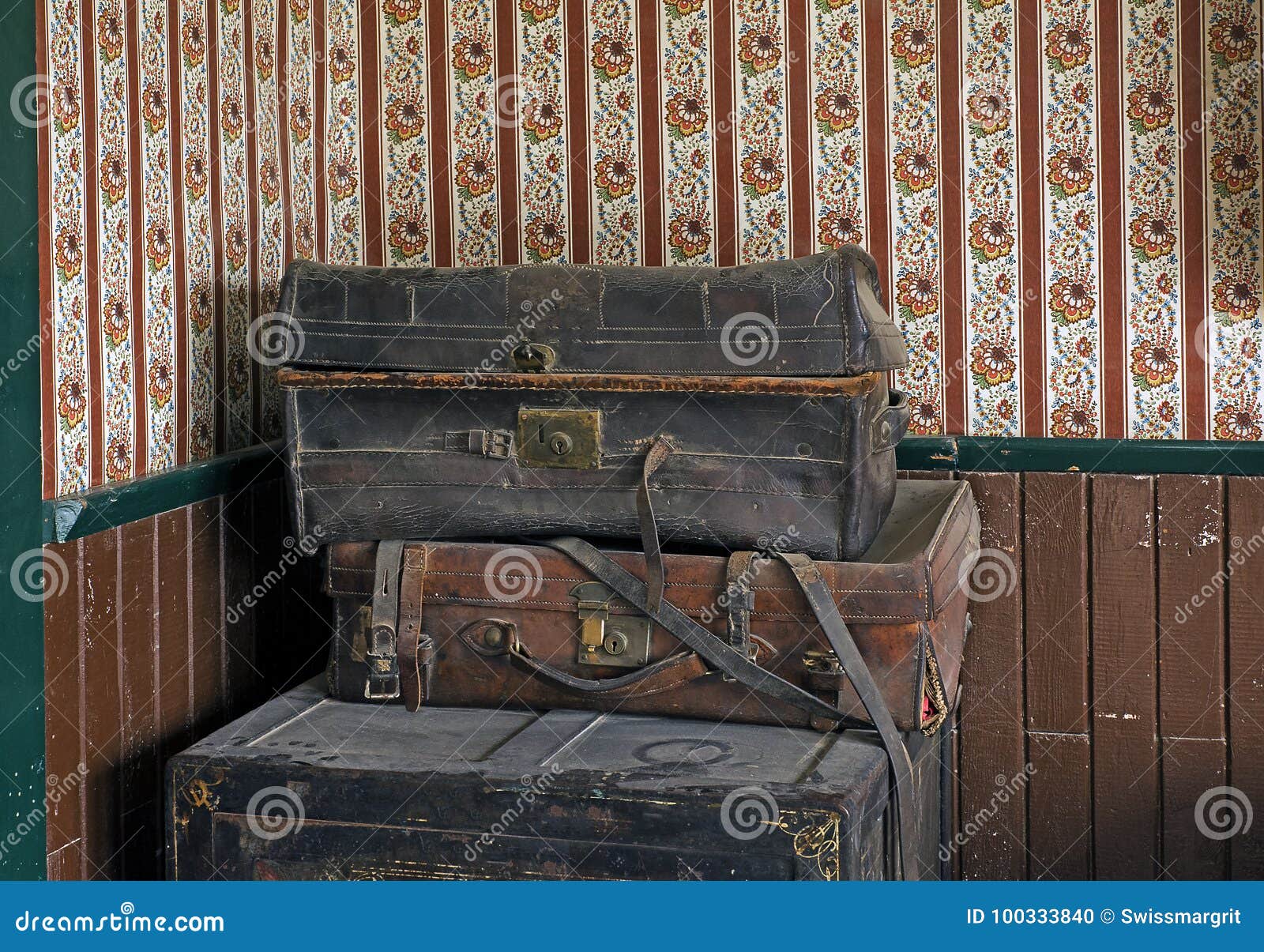Old damaged suitcases stock photo. Image of retro, scratched - 100333840