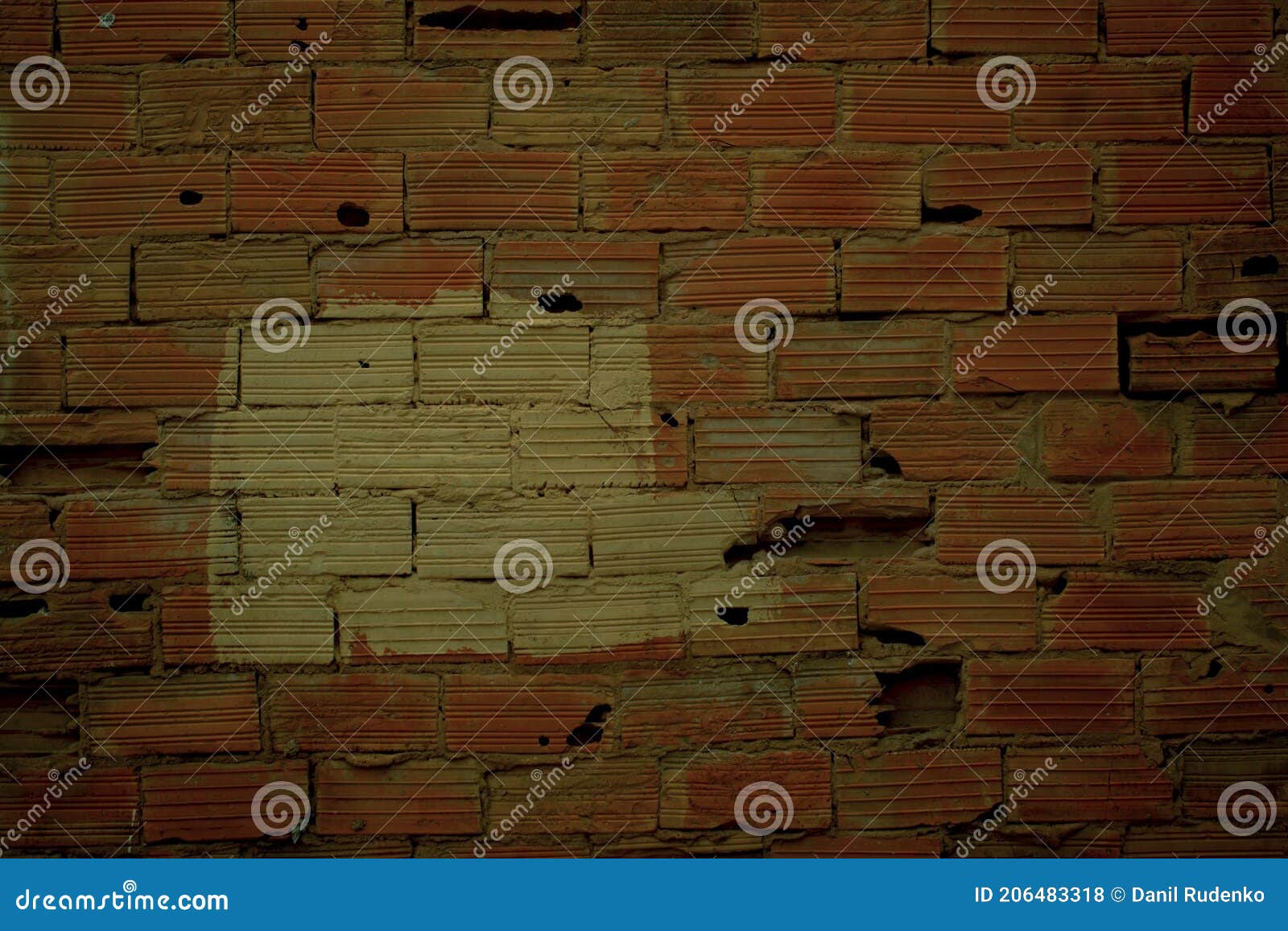 Old Damaged Wall Texture with Striated Red Bricks Stock Photo - Image ...