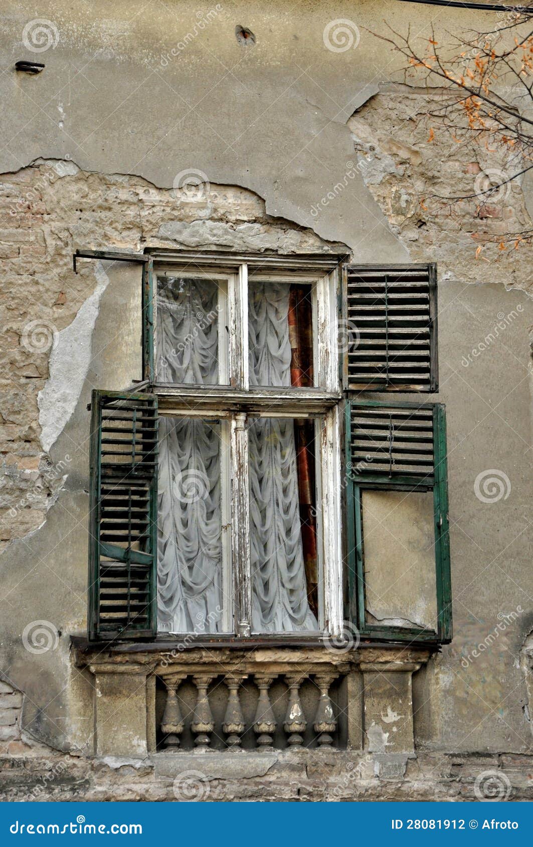 Old damaged window stock photo. Image of curtain, city - 28081912