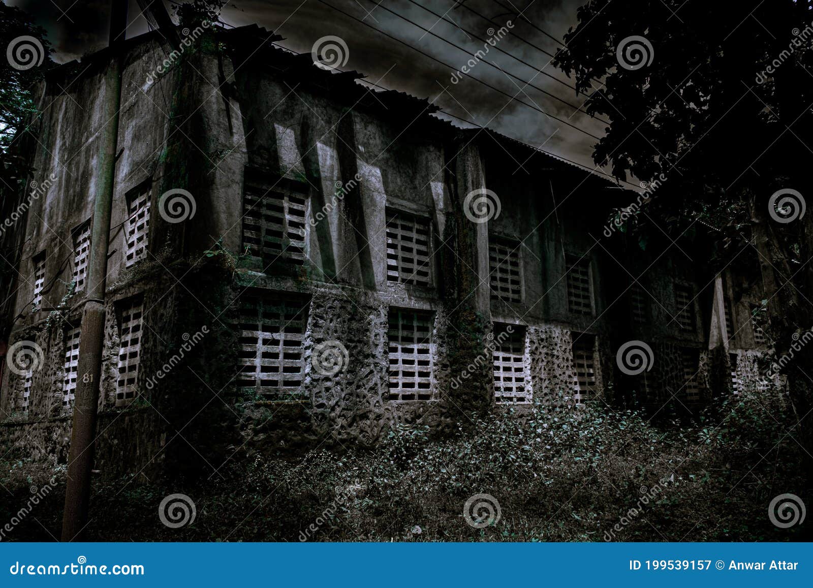 Old Dandeli Haunted Mysterious Ghost Mill. Stock Image - Image of blue ...