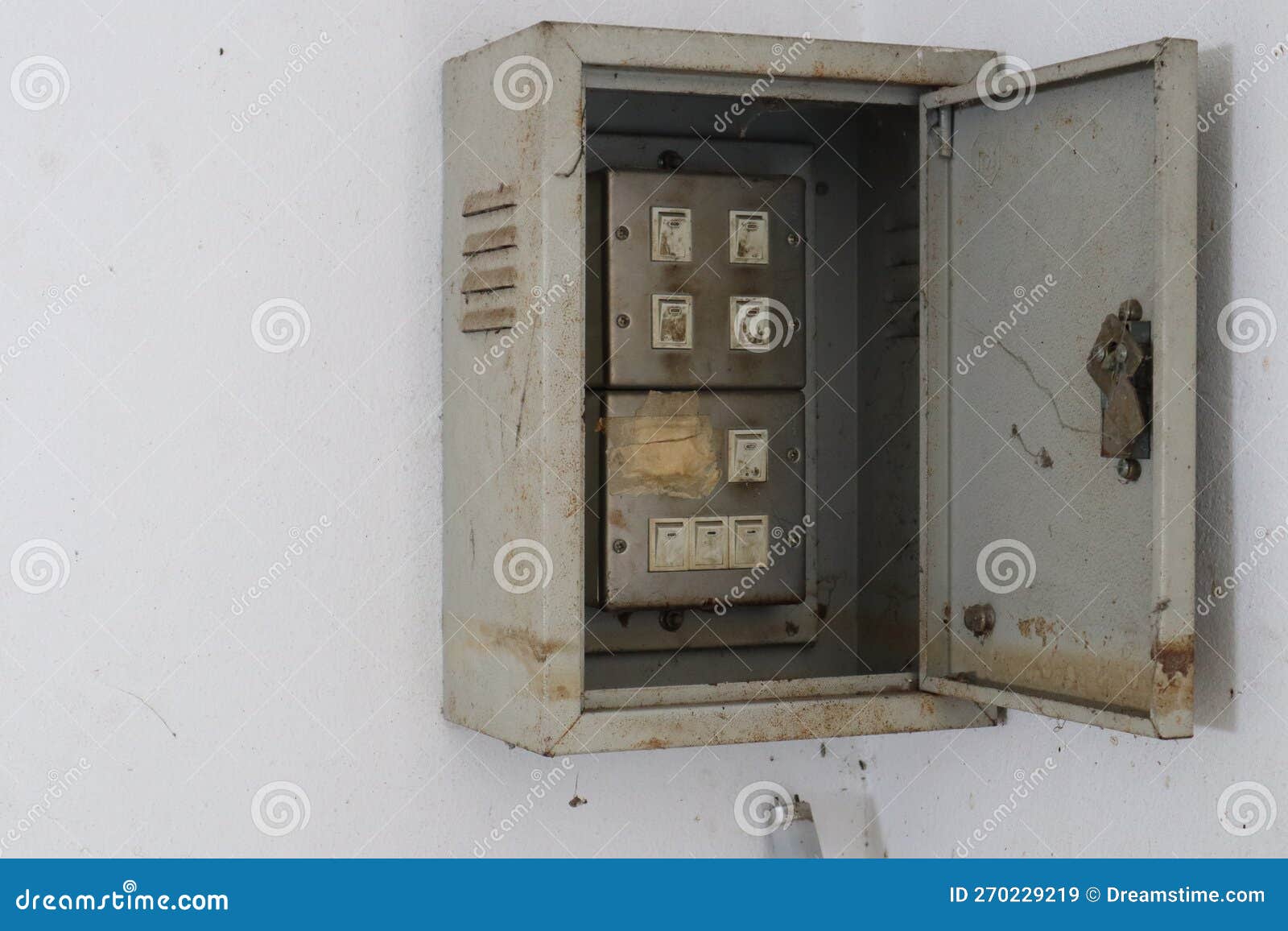 Old and Dangerous Building Electrical Circuit Box Stock Image - Image ...