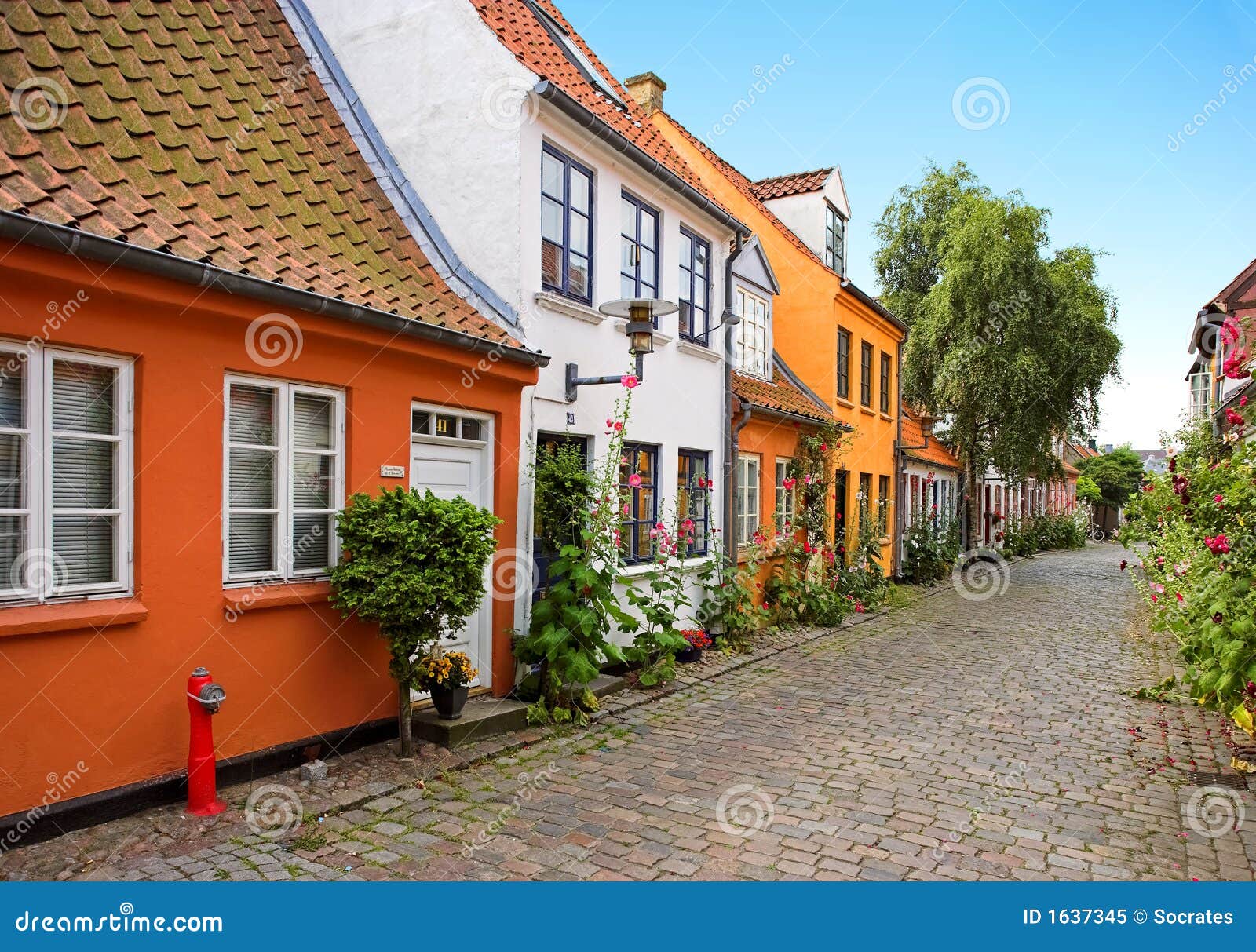 Old Danish houses stock image. Image of lake, people, river - 1637345