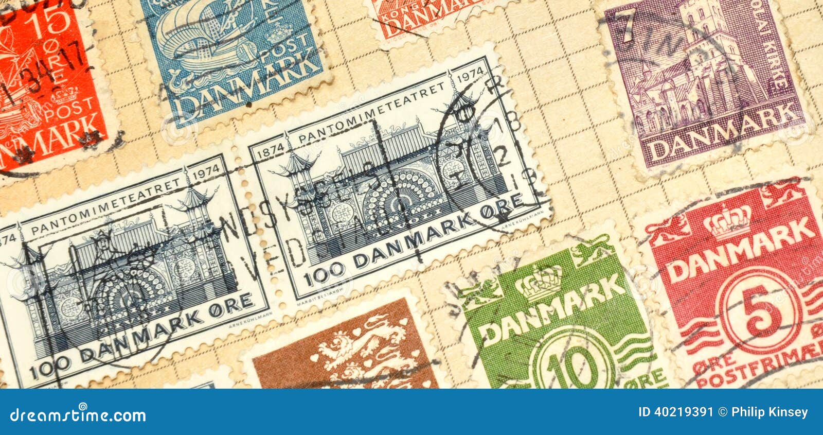 Old Danish Stamps in Album editorial photo. Image of country - 40219391