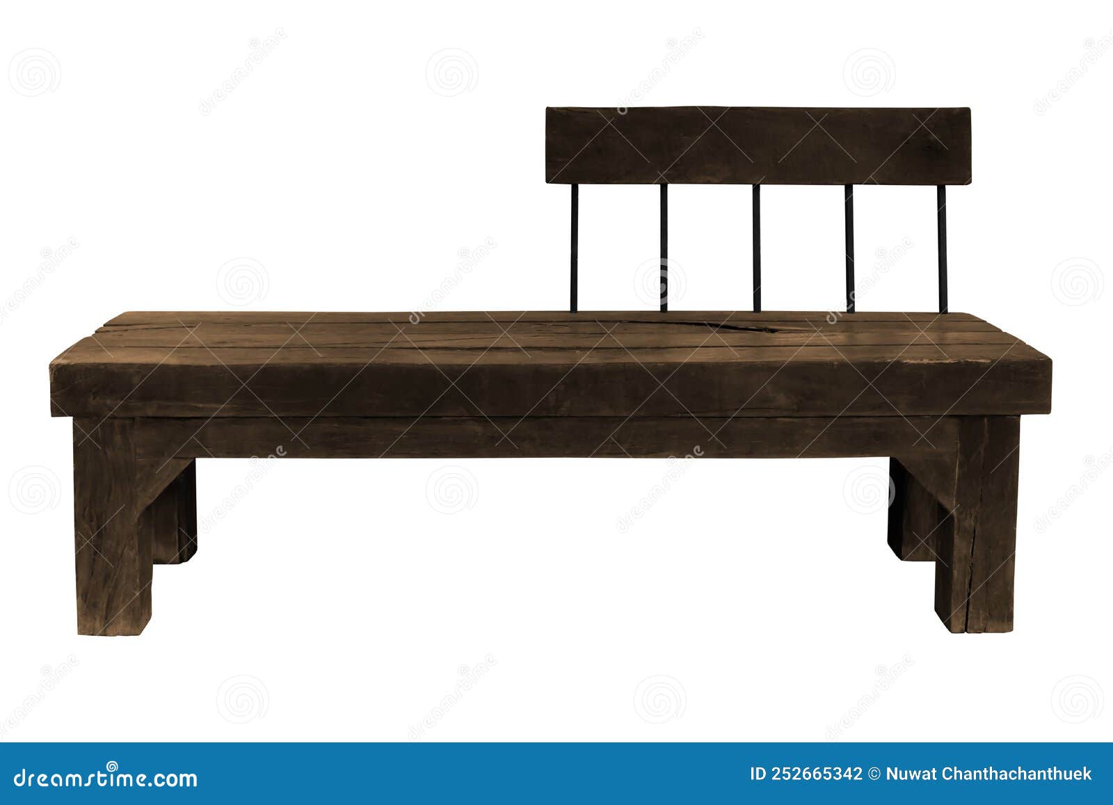 Old Dark Brown Wooden Bench Isolated on White Background Stock Photo ...