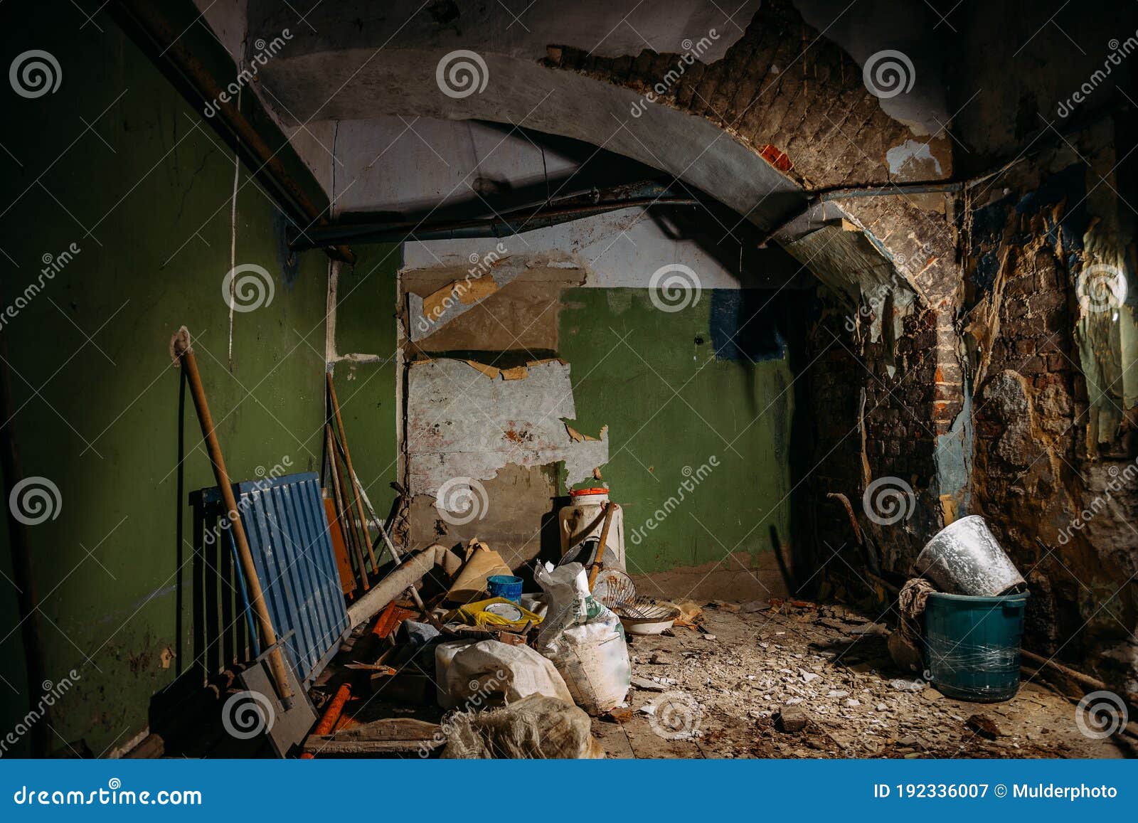 Old Dark Creepy Abandoned Basement with Garbage Stock Image - Image of ...