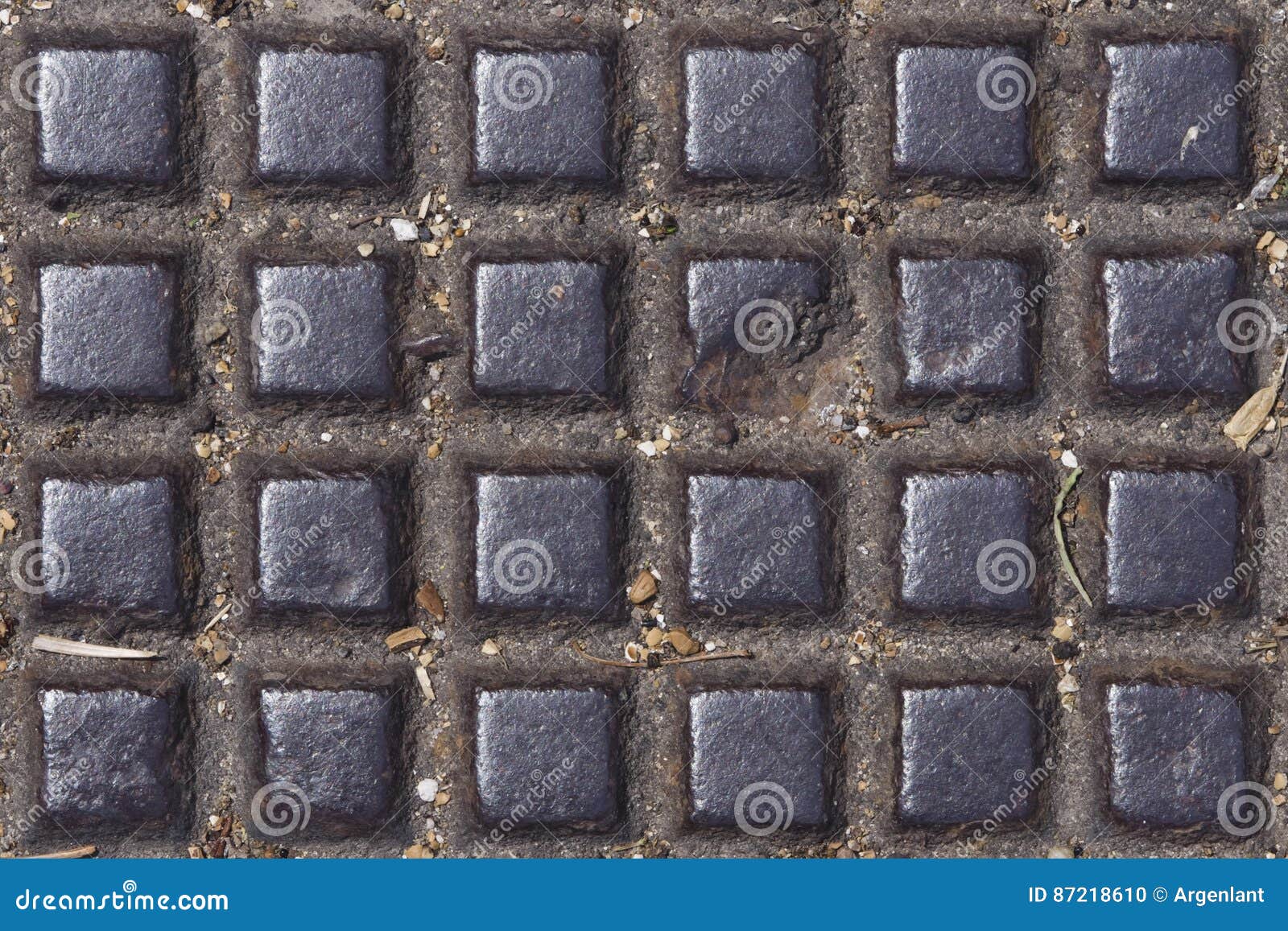 Old Dark Metal Manhole Texture with Square Pattern, Background Macro ...