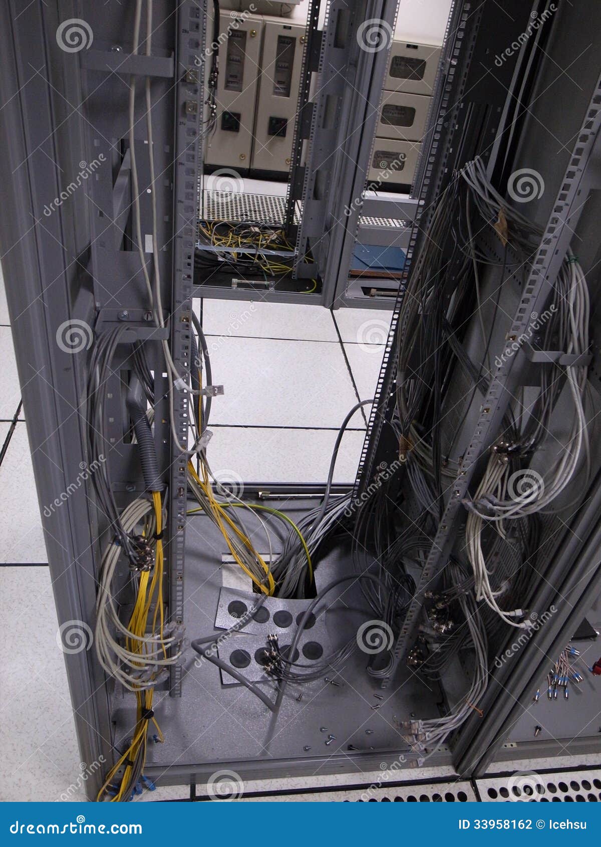 Old Data Center Rack With Left Behind Cables Stock Photography - Image ...
