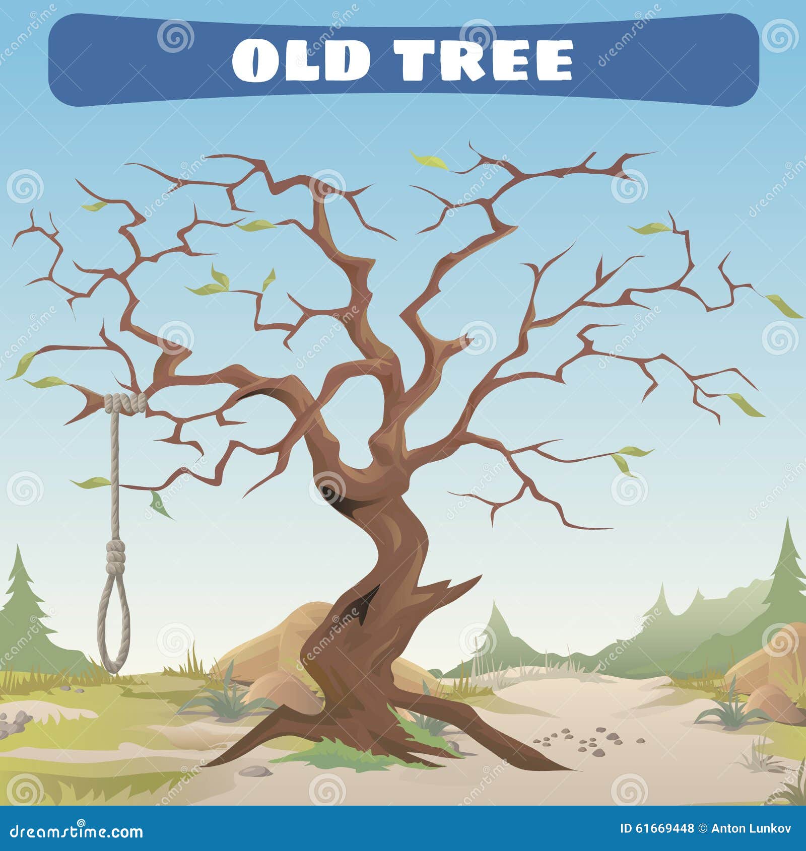 Old Dead Tree with the Gallows, Wild West Stock Vector - Illustration ...