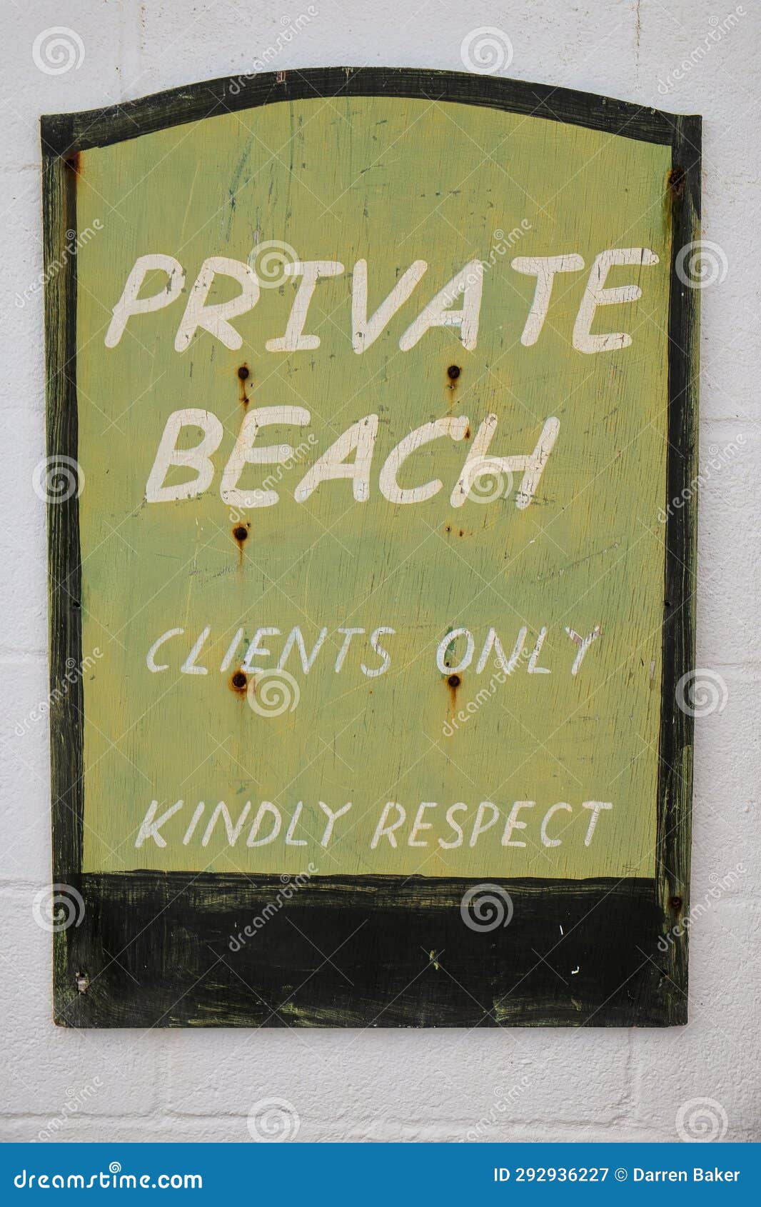 Old Decaying Sign for a Hotel Private Beach Stock Image - Image of ...