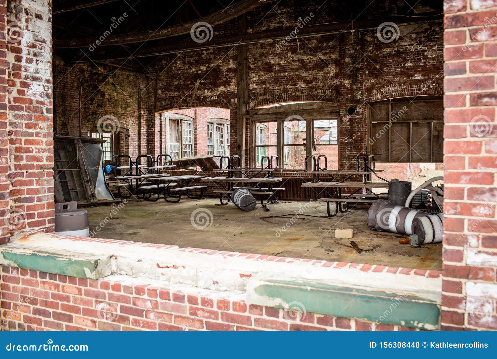 Old Decaying Brick Building Stock Photo - Image of black, interior ...