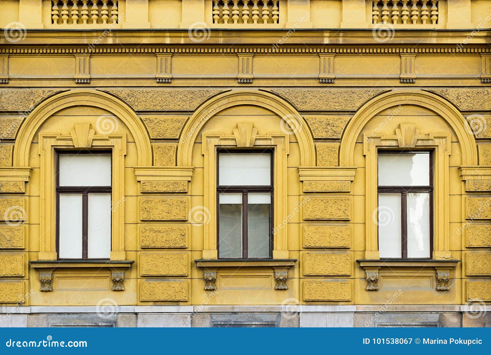 Old Decorative Building, Yellow Colored Stock Image - Image of building ...